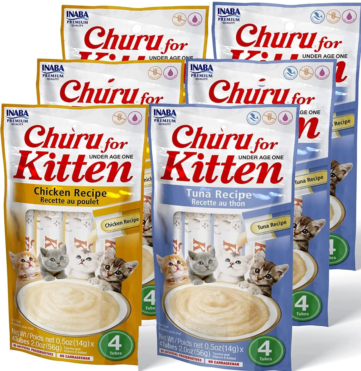 Churu For Kittens, Grain-Free Creamy, Purée Lickable Cat Treats With ...