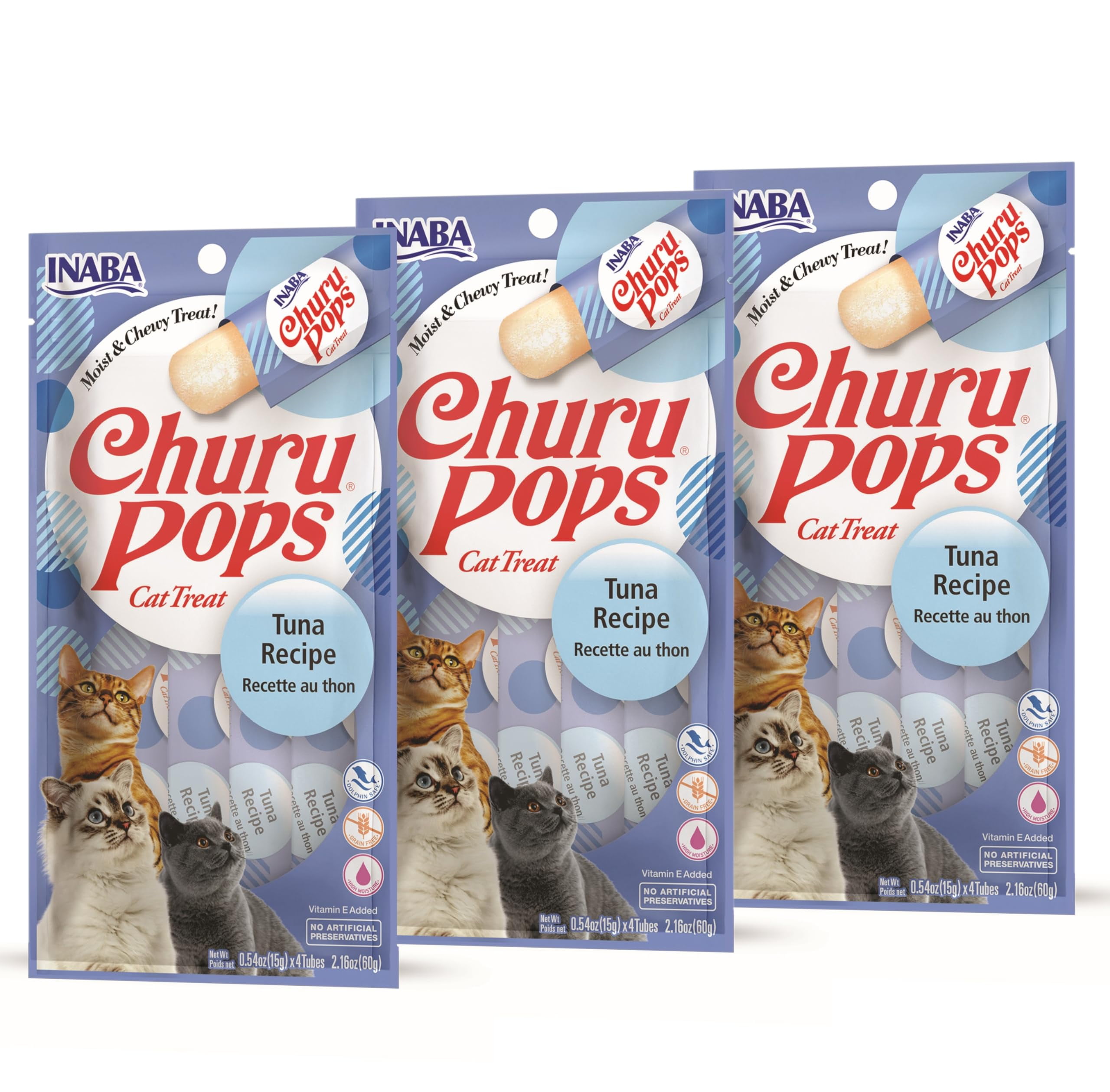 Churu Pops Moist And Chewy Cat Treat (Tuna Recipe, 12 Tubes) - Walmart.com