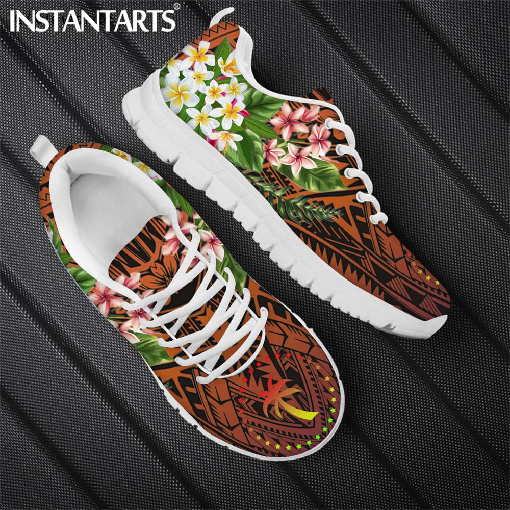Chuuk Polynesian Tribal Hibiscus Plumeria Print Spring Hawaii Sneaker ...