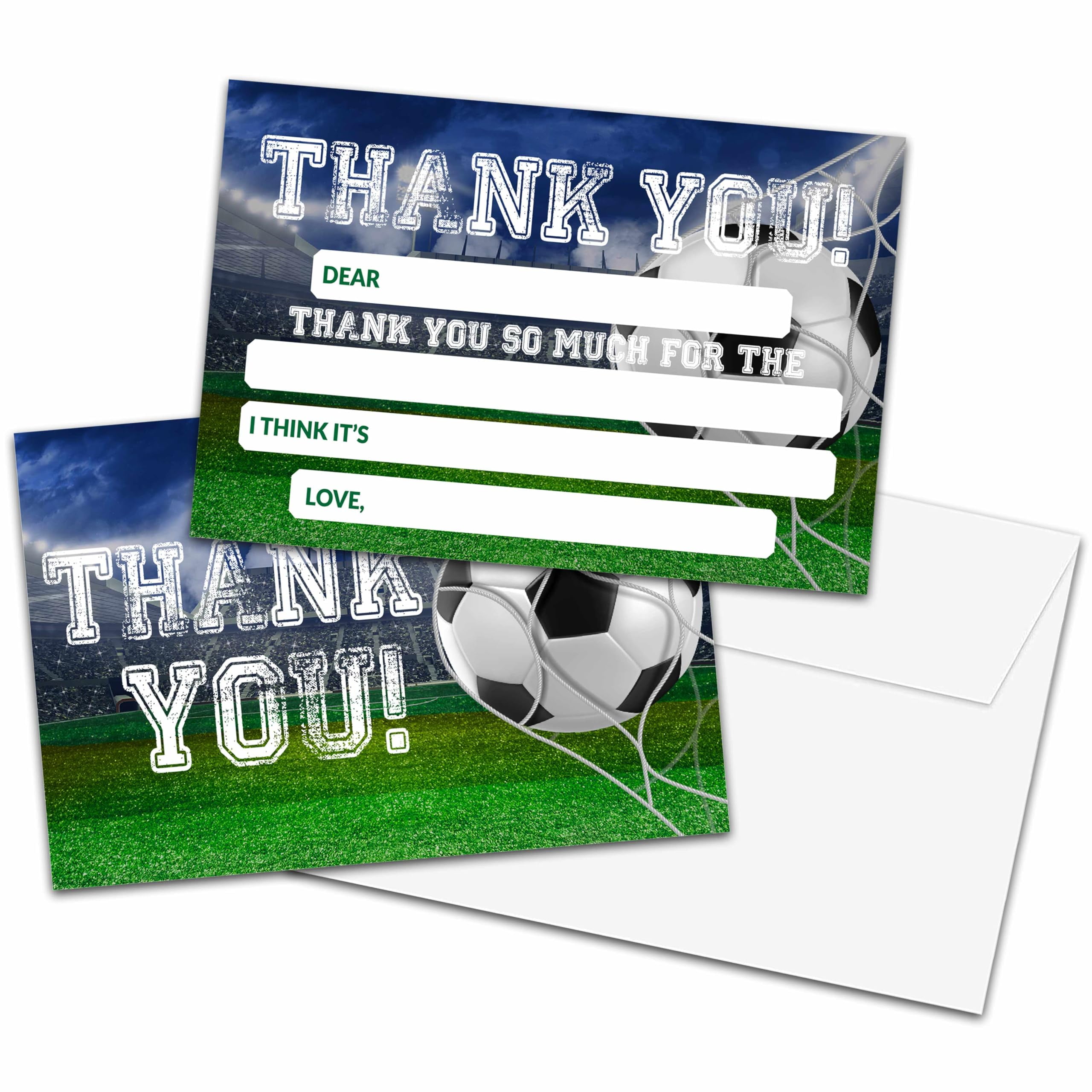 Chuxvon Kids Thank You Cards Fill in the Blank, Soccer Thank You Cards ...