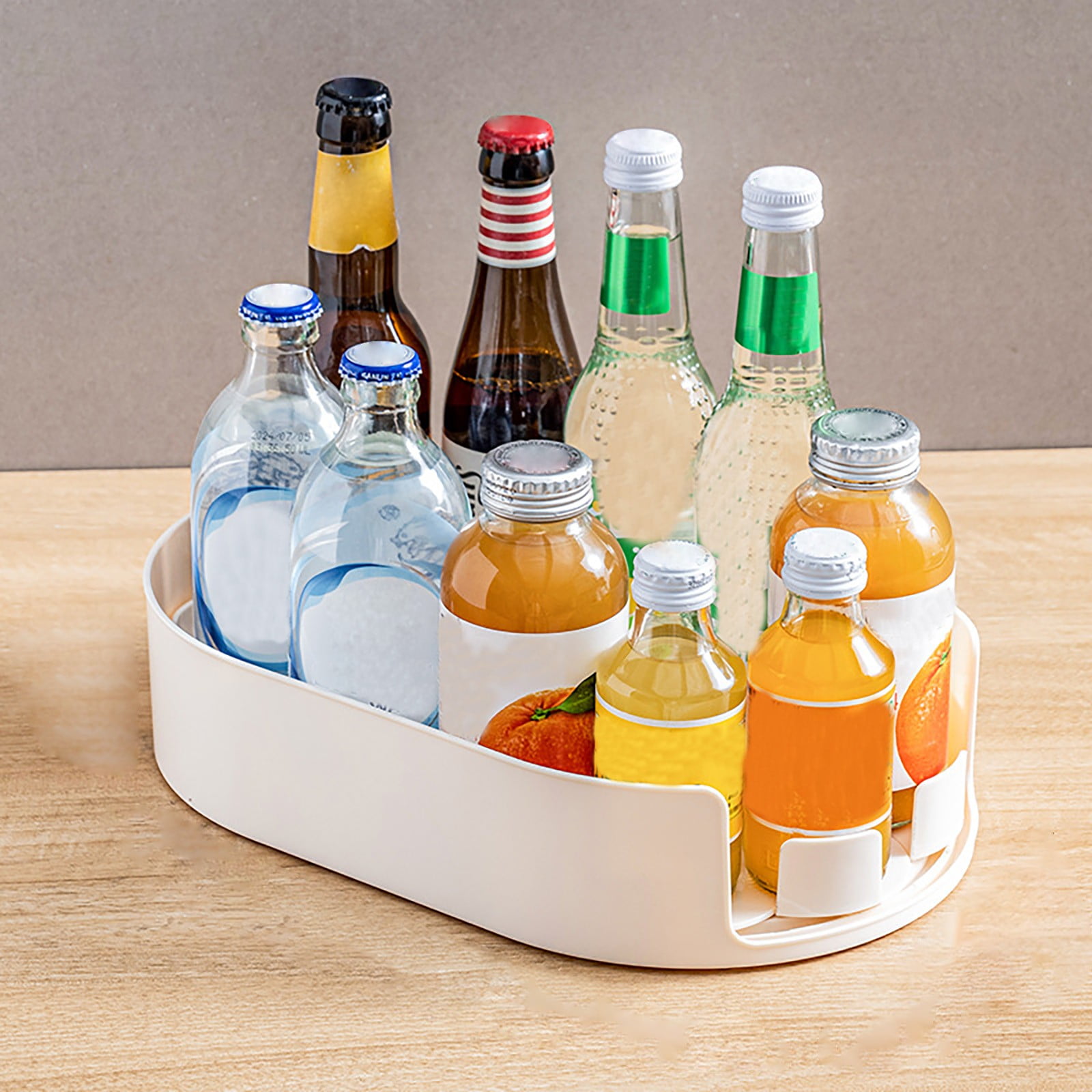 Chuyi Storage Rotating Rack Cream Color360° Rotating Fridge Organizer ...