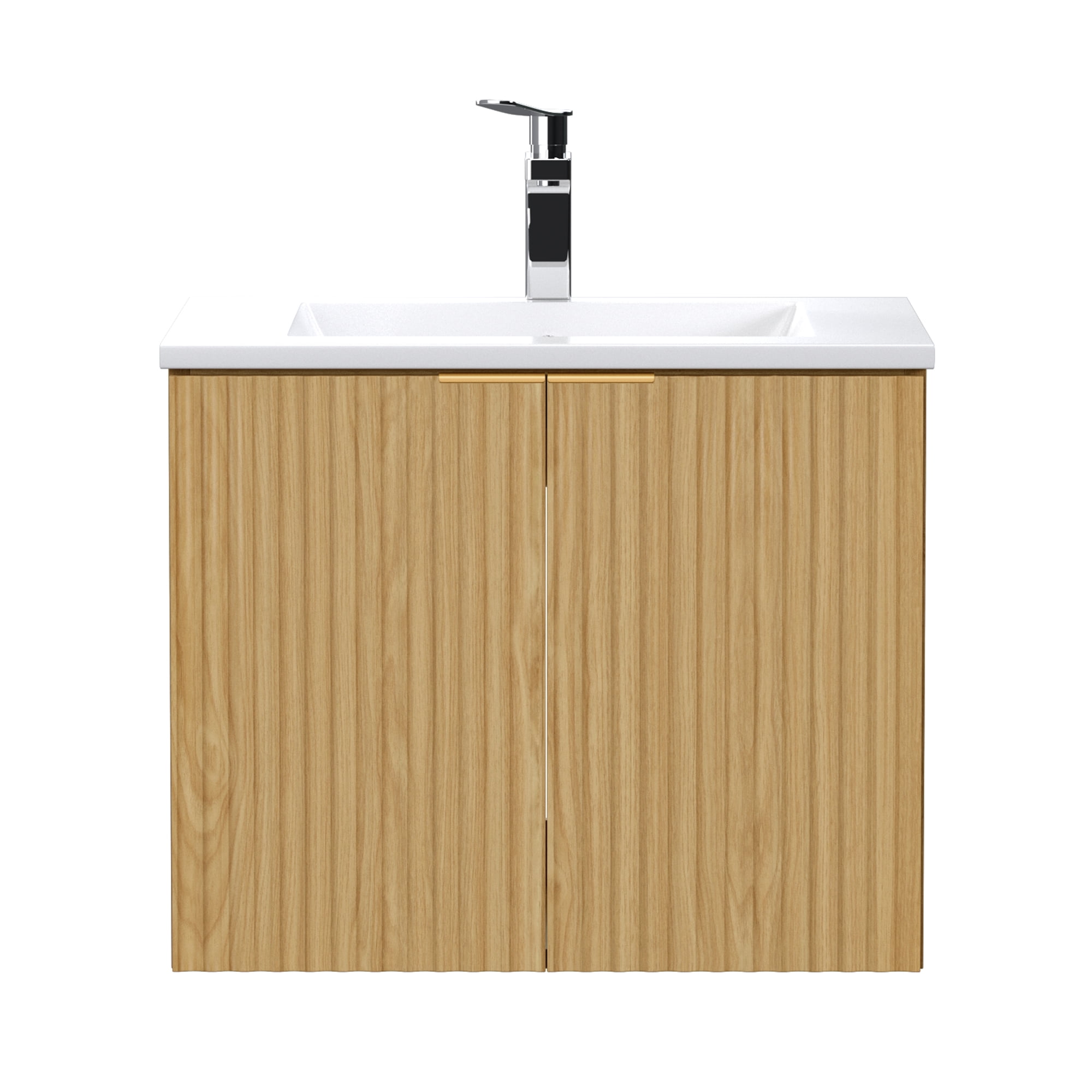 Chyanmoo Modern Bathroom Vanity with Sink and Wavy Textured Doors ...