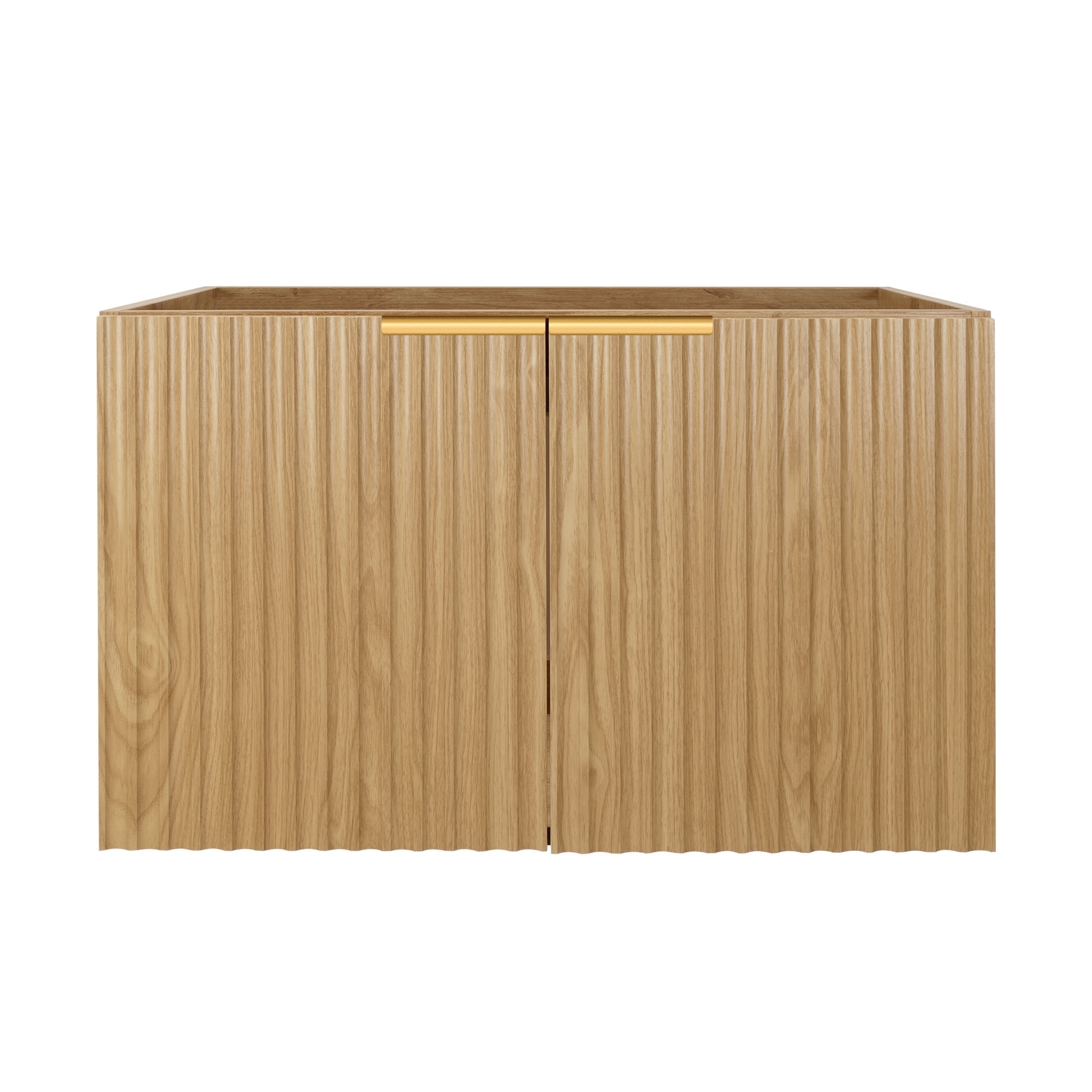 Modern Bathroom Vanity with Wavy Textured Doors - Wall Mounted Floating ...