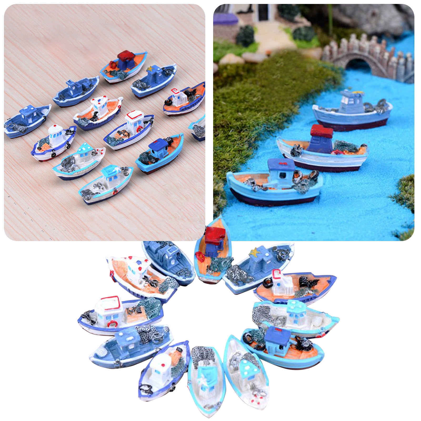 Chziua Desktop Ornament Miniature Boat Model Fishing toy DIY Craft Home ...