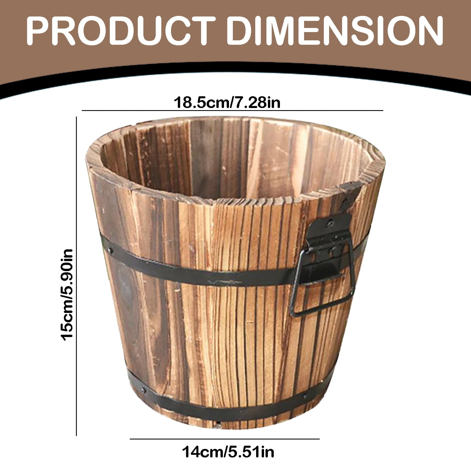 Chziua Flower Pots Small Wooden Bucket Barrel – Rustic Flower Pots ...
