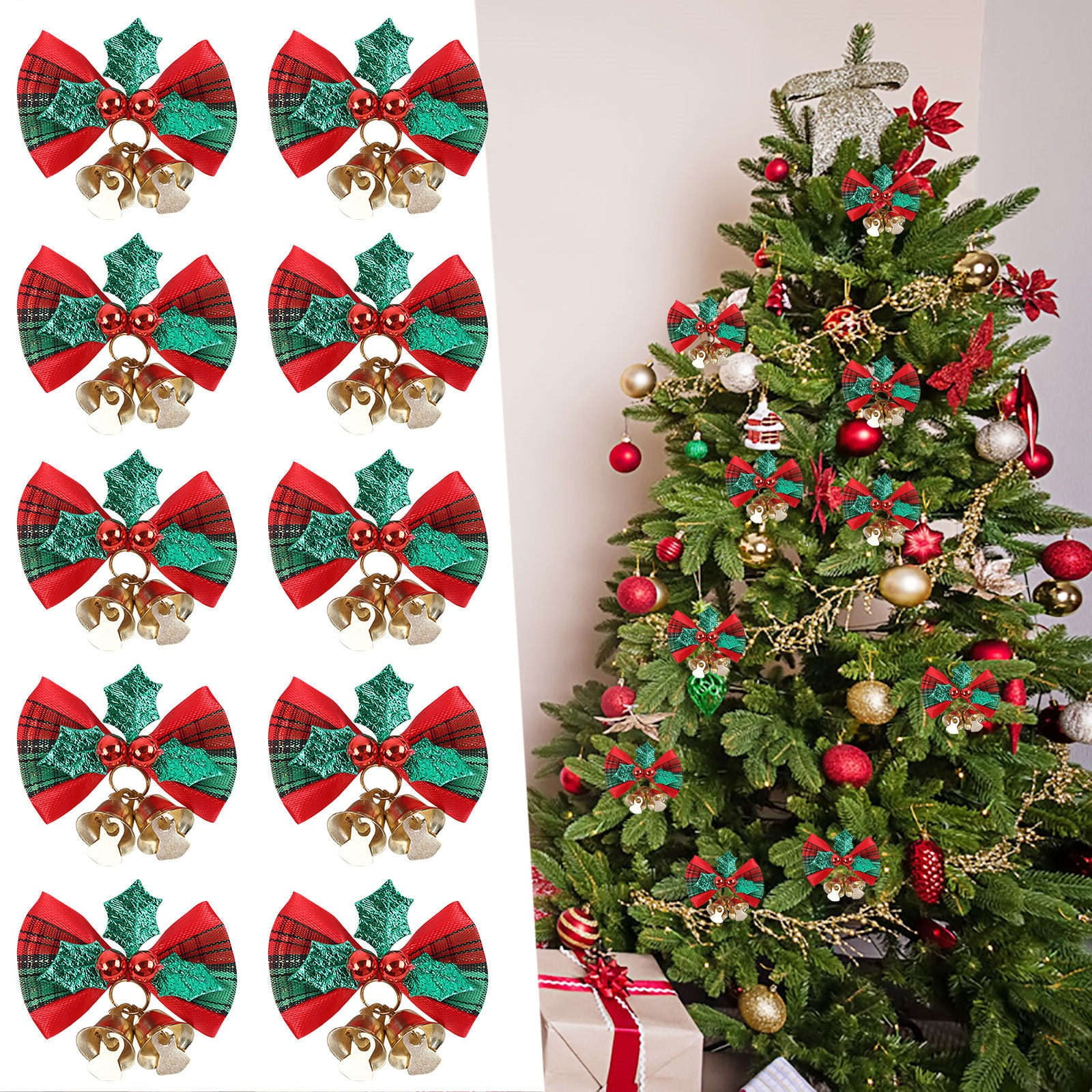 Chziua Hangs Jingle Bells Christmas Bows Crafts Christmas Mini Bows ...