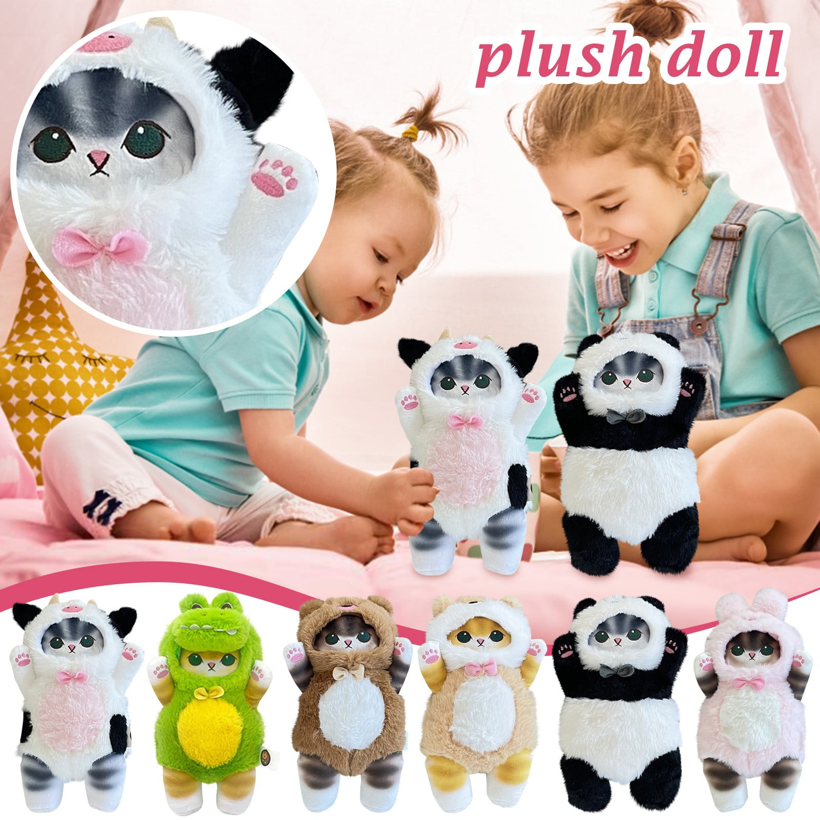 CiDai Cute Shark Cat Plush Toys, 8" Shark Kitten Stuffed Animal ...