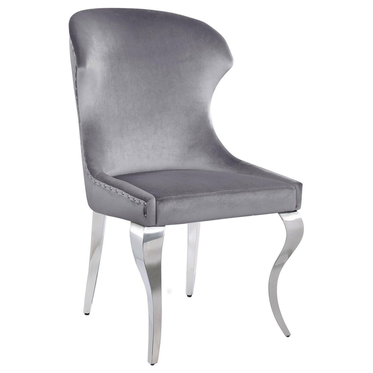 Cian 22 Inch Dining Chair Curved Cabriole Legs Gray Velvet Set of 2 ...