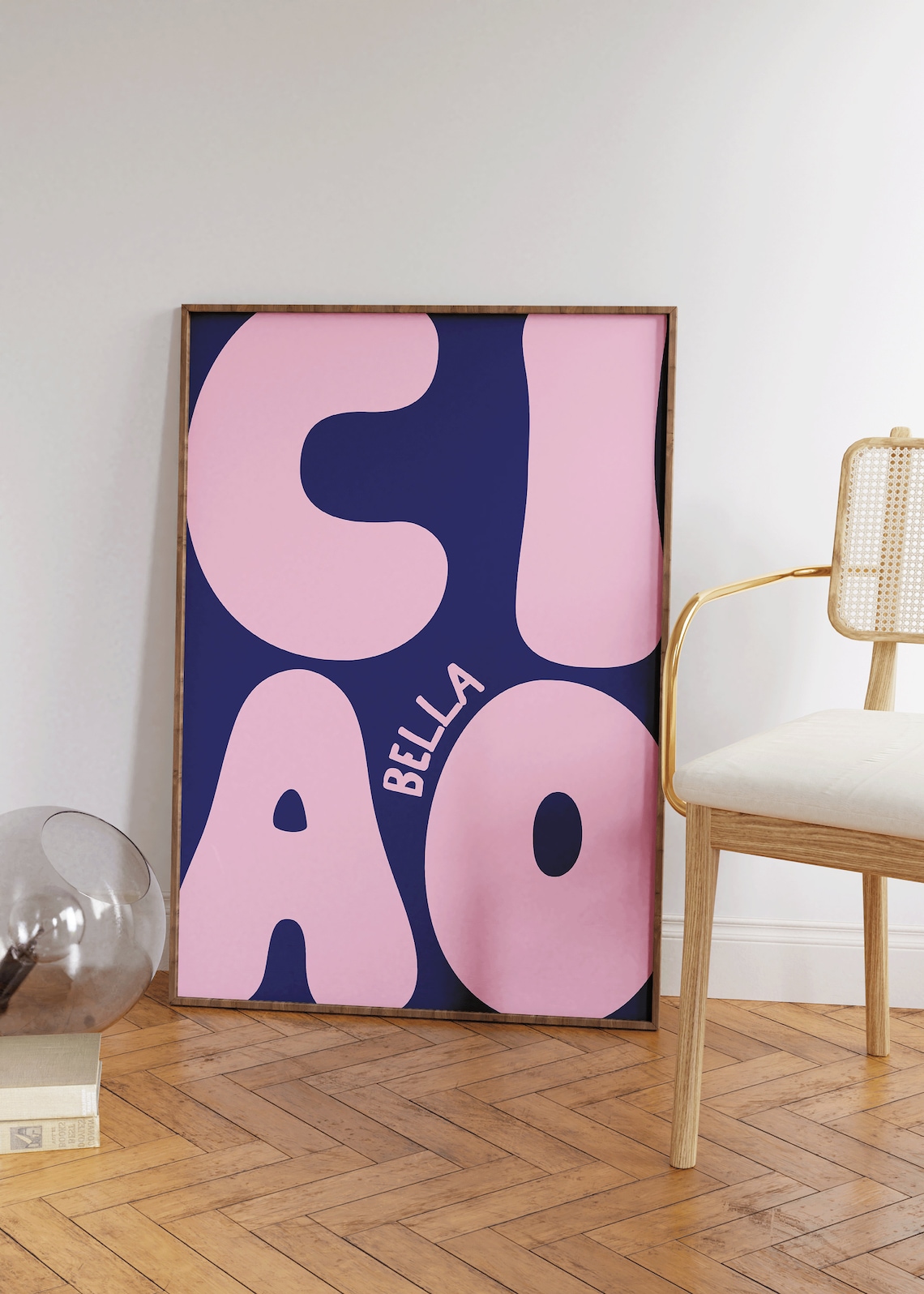 Ciao Bella Art Poster, Pink And Blue Bold Girly Preppy Home Poster ...