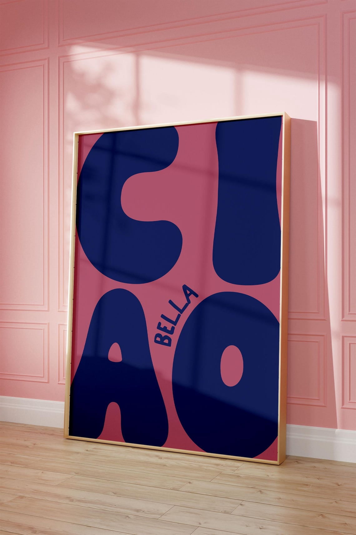 Ciao Bella Art Poster, Pink And Blue Bold Girly Preppy Home Poster ...