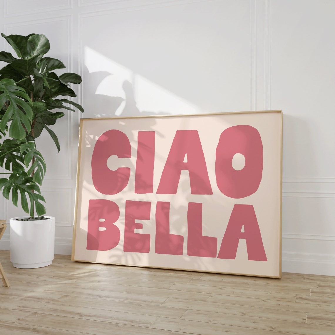 Ciao Bella Art Poster, Pink Landscape Girly Preppy Home Poster Trendy ...