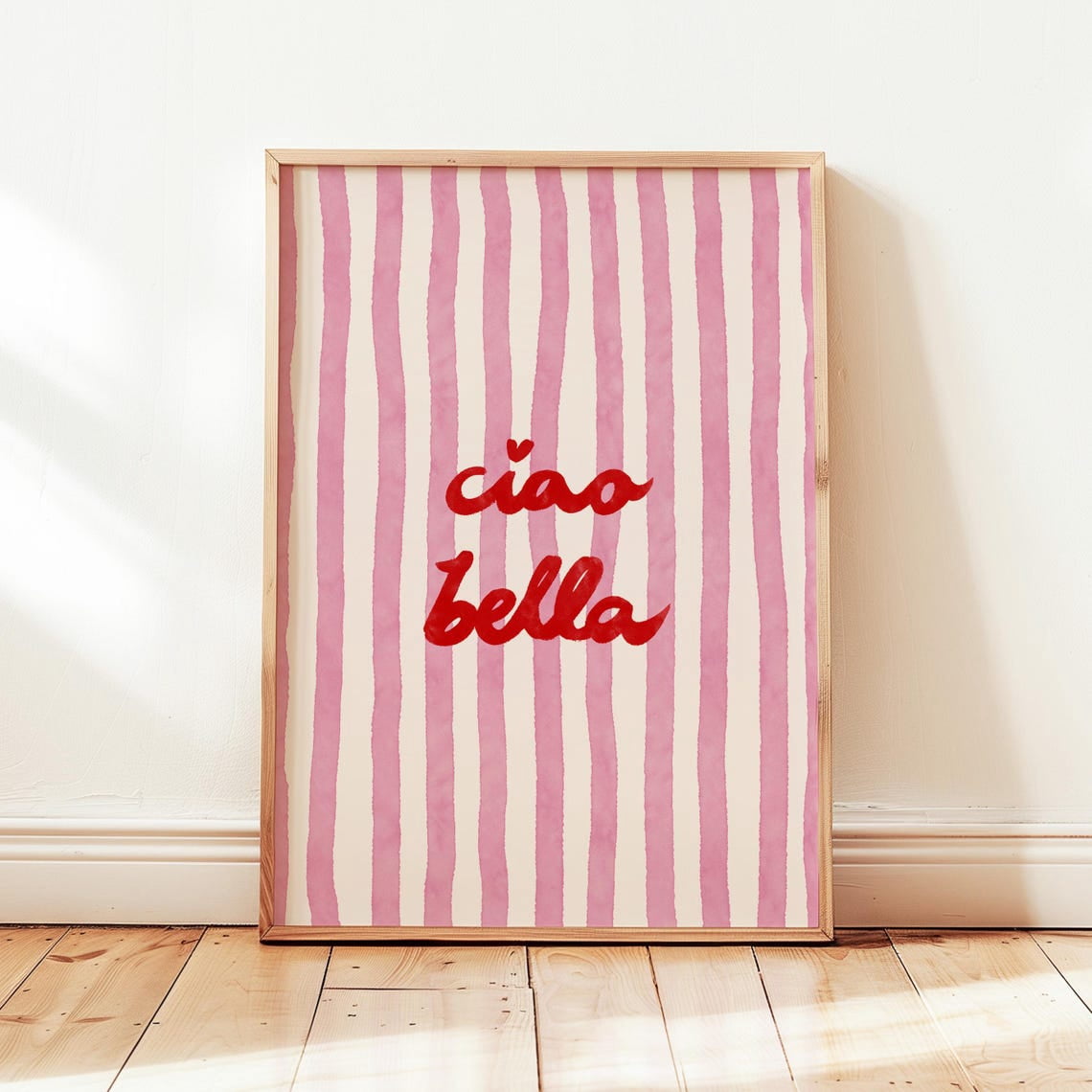 Ciao Bella Poster Redpink Italian Striped Preppy Vintage Wall Art Decor ...