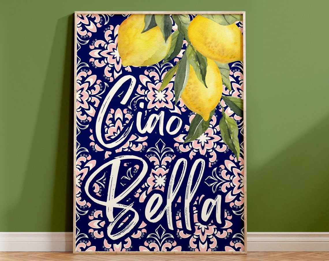 Ciao Bella Quote Print - Mediterranean Collection, Italian Phrase ...