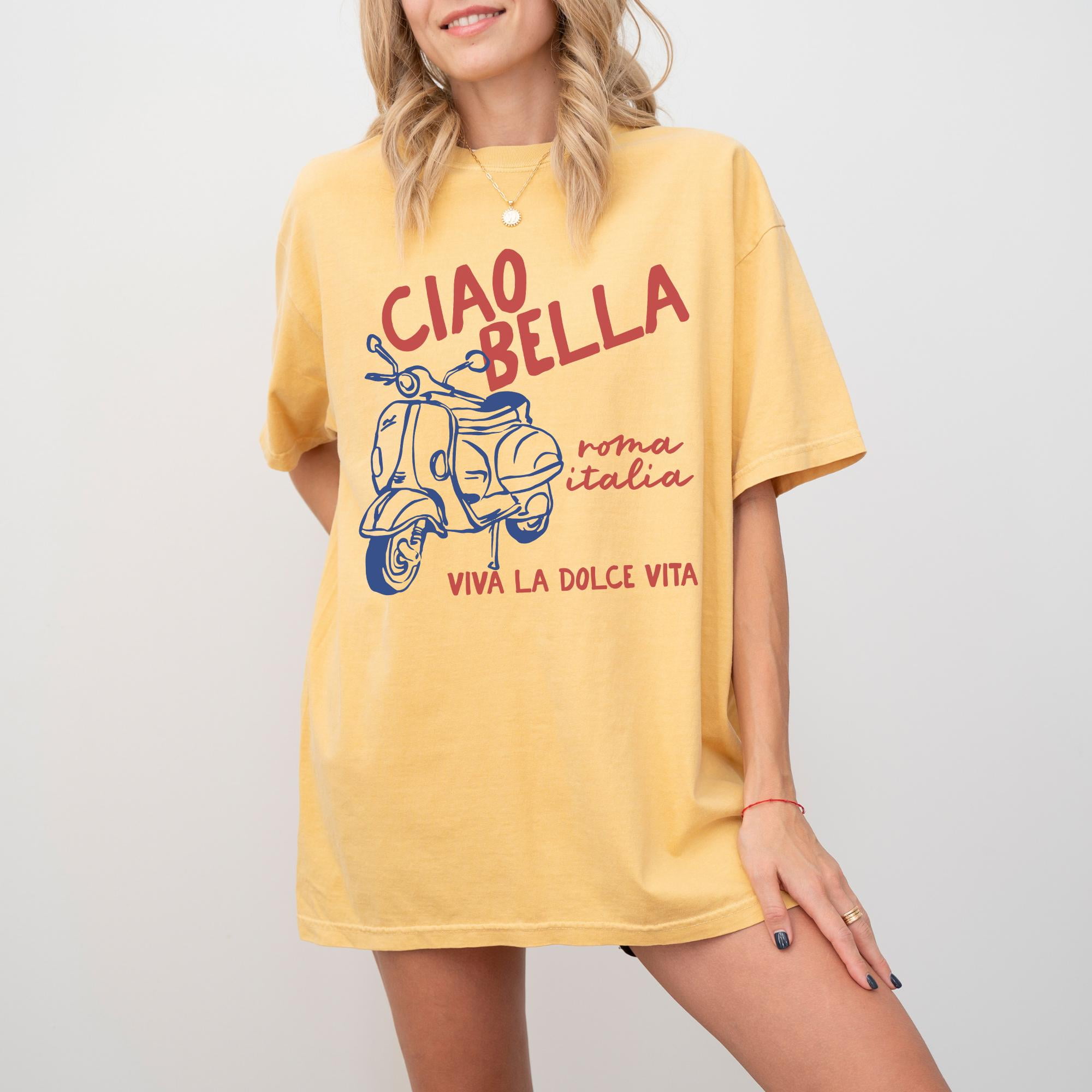 Ciao Bella, Roma Cotton T-Shirt Boho Retro Style, Trendy Graphic Tee ...