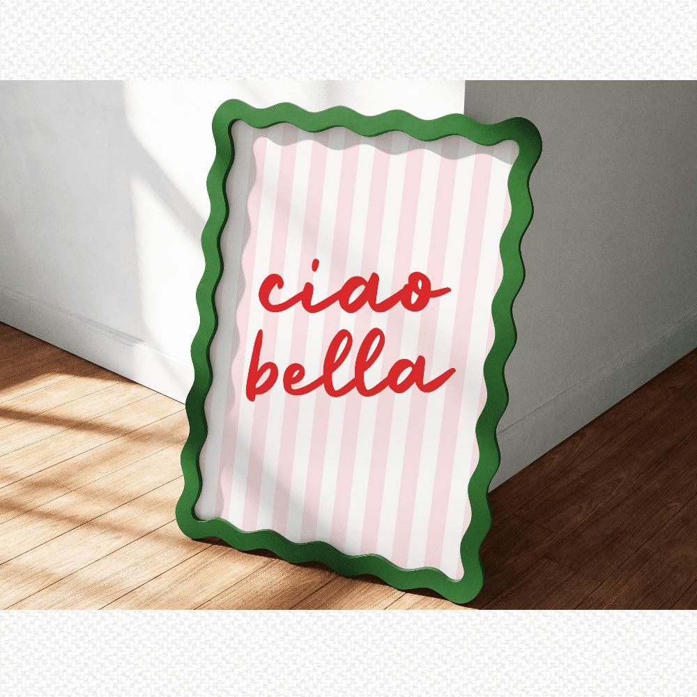 Ciao Bella Striped Typography Retro Summer Poster , Poster Print Only ...
