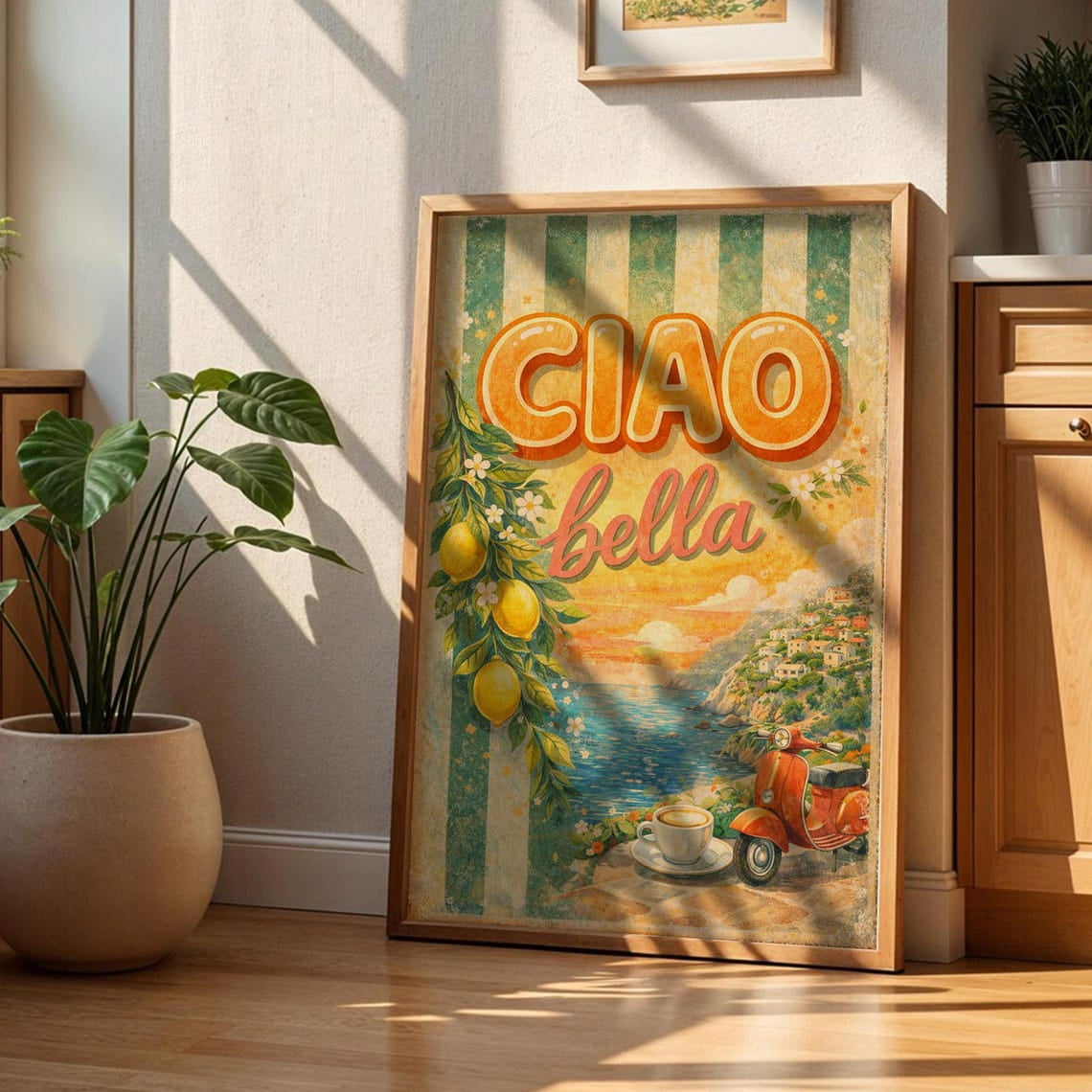 Ciao Bella Wall Art, Italian Coastal Poster, Lemon Amalfi Style Decor ...