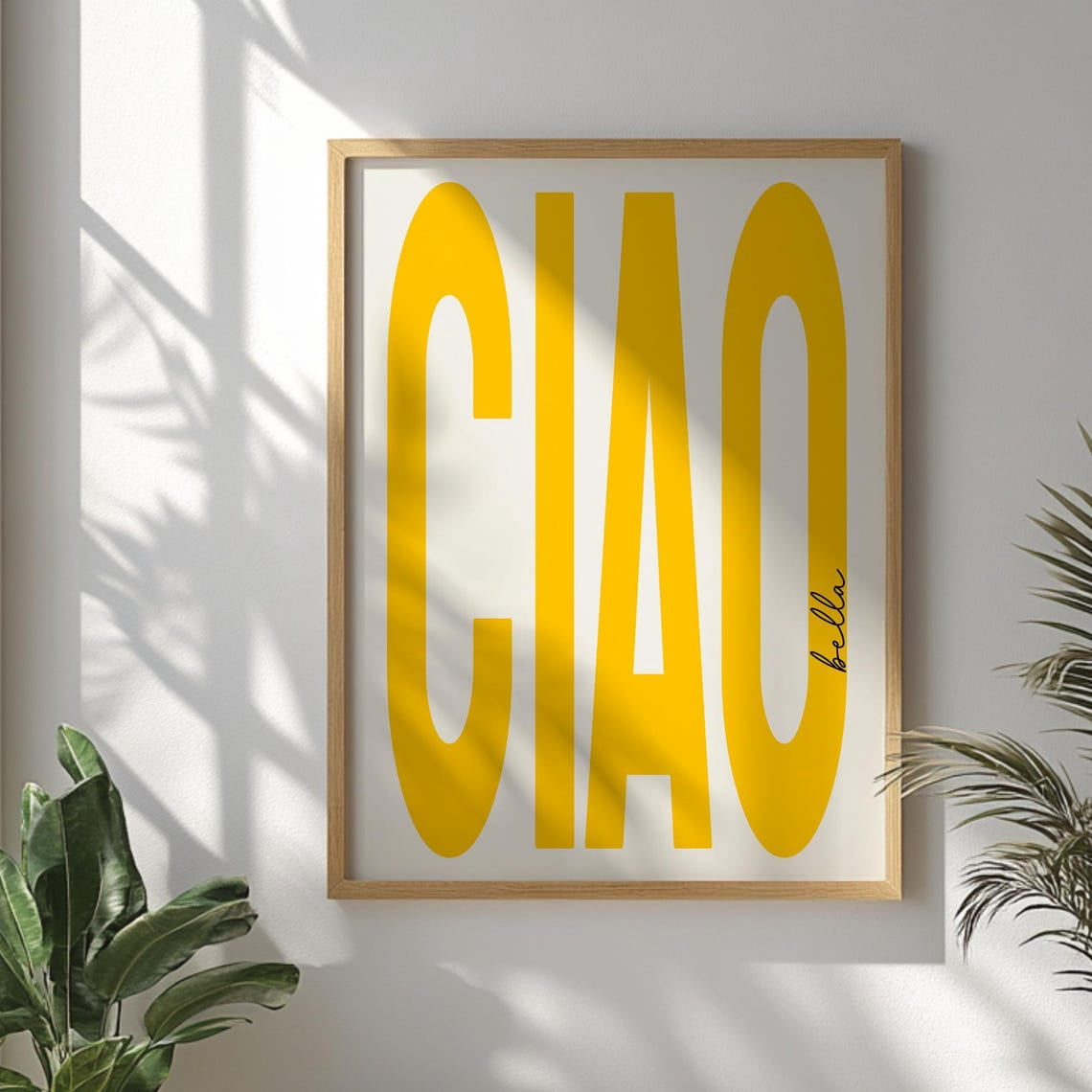 Ciao Bella Yellow Typography Poster, Unframed Paper Poster 16x20in ...