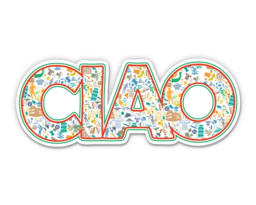 Ciao Italy Pattern - 12" Vinyl Sticker Waterproof Decal - Walmart.com