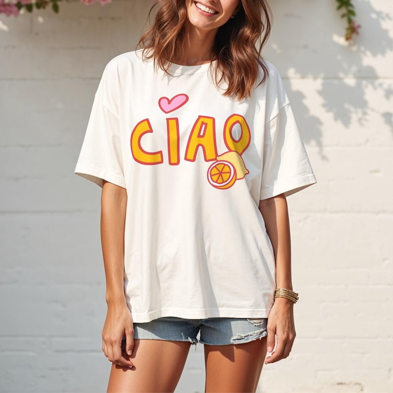 Ciao Lemon Graphic Tee Italian Citrus Summer Vacation Aesthetic ...