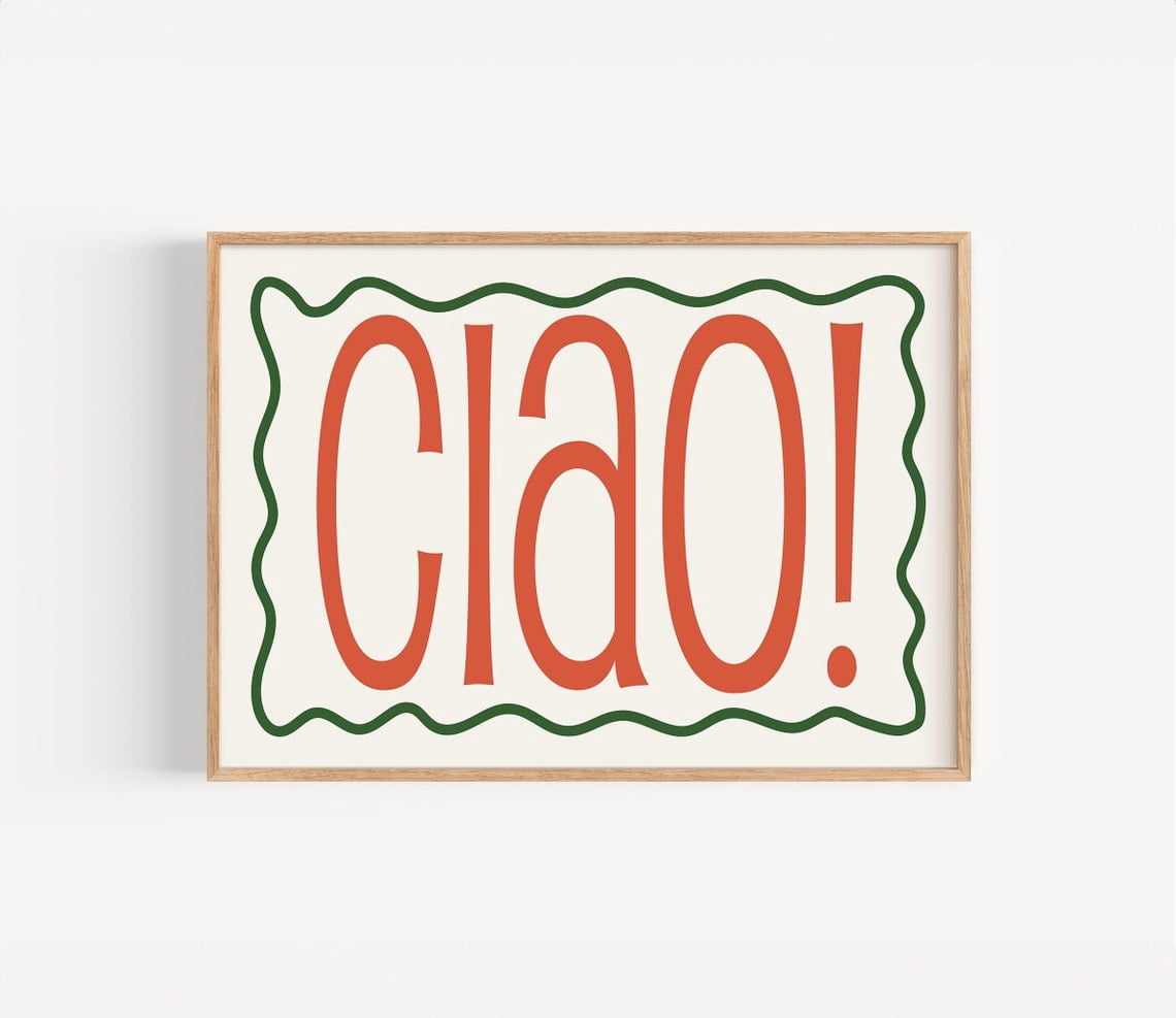 Ciao Preppy Typography Italian Retro Cute Apartment Decor Gallery Wall ...