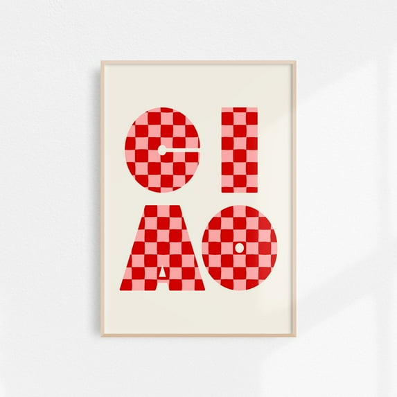 Ciao Print Italy Poster Trendy Print Art, Checker Retro Italian Wall ...