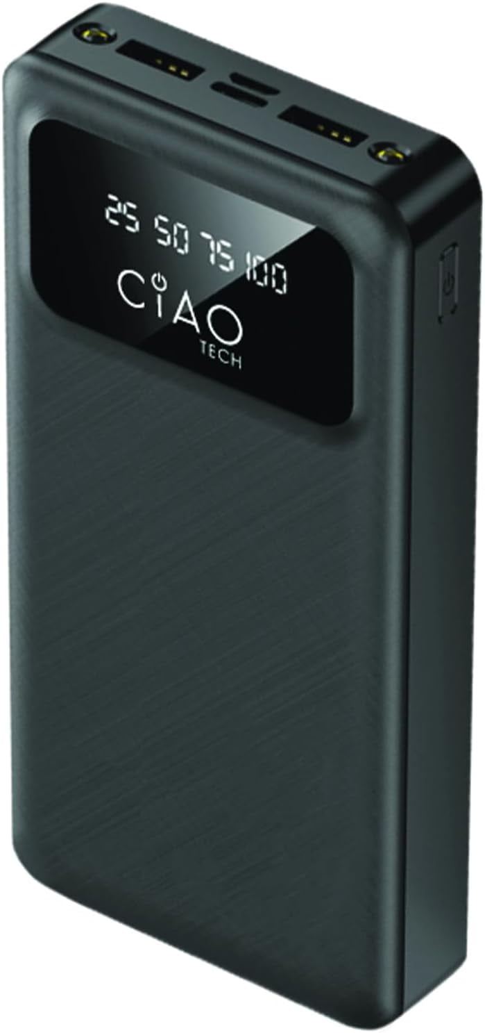 Ciao Tech 20,000 mAh High Capacity Powerbank, 2 USB, 1 Type C, 1 Micro ...