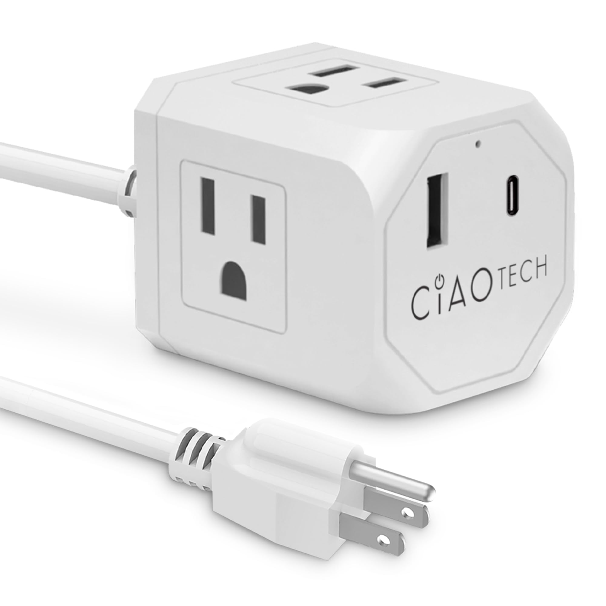 Ciao Tech 6FT 3 Outlet/1 USB/1 Type-C Heavy Duty Wall Socket Extension ...