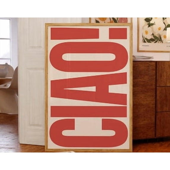 Ciao! Typography Poster Red Italian Retro Wall Art, Poster Home Decor ...