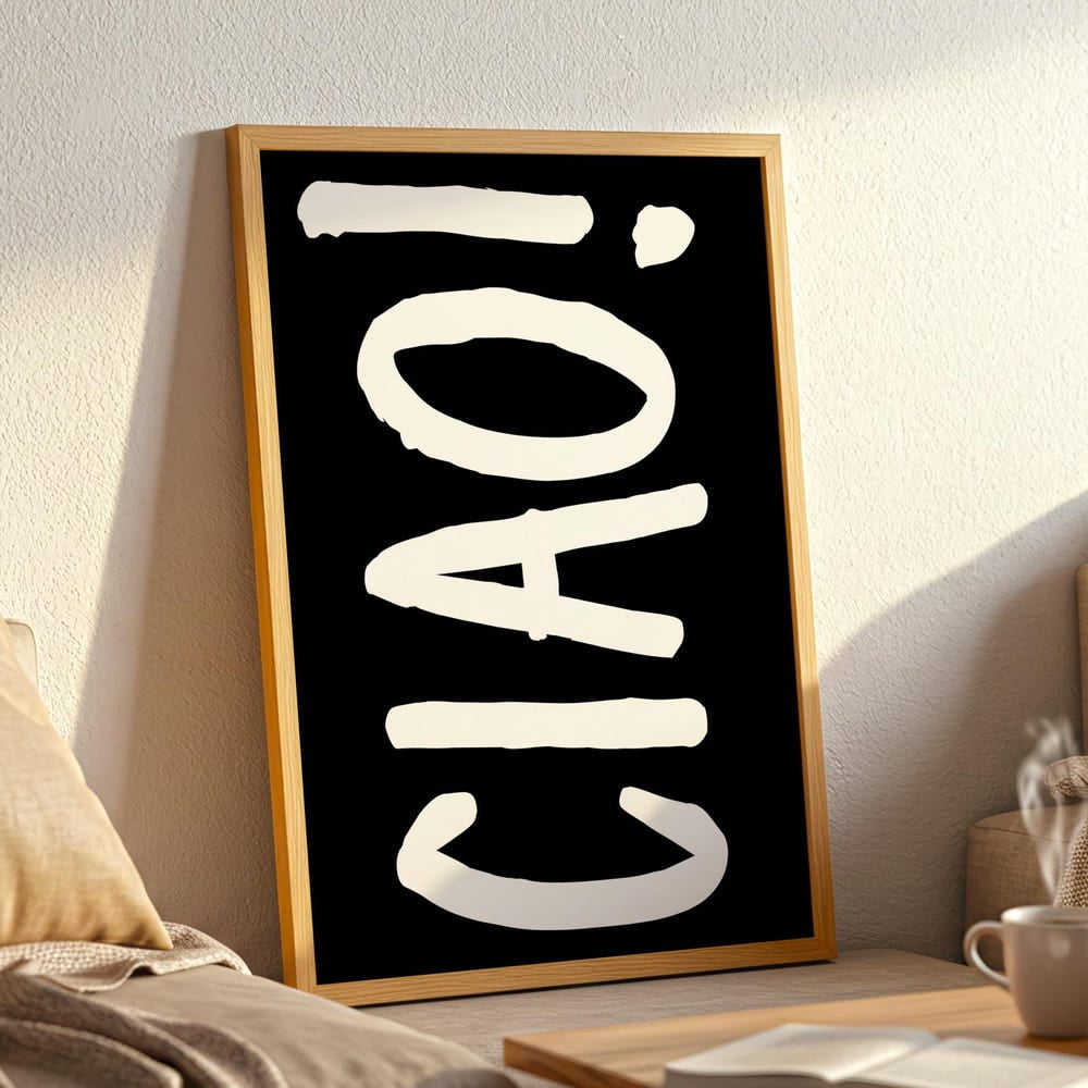 Ciao Typography Print: Black And White Trendy Poster UNFRAMED PAPER ...