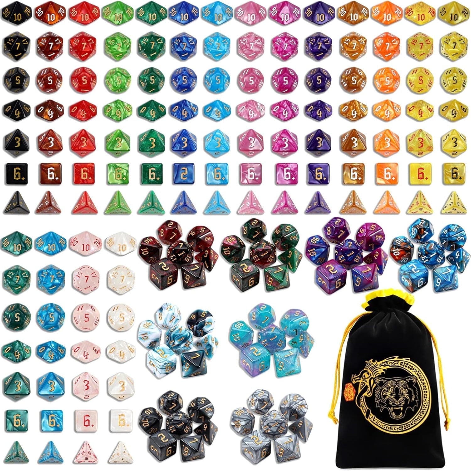 CiaraQ DND Dice Set - 26 x 7 (182pcs) Polyhedral Dice for Dungeons and ...