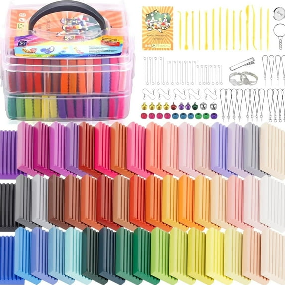 CiaraQ Polymer Clay, 50 Colors Oven-Bake Modeling Clay with Sculpting ...