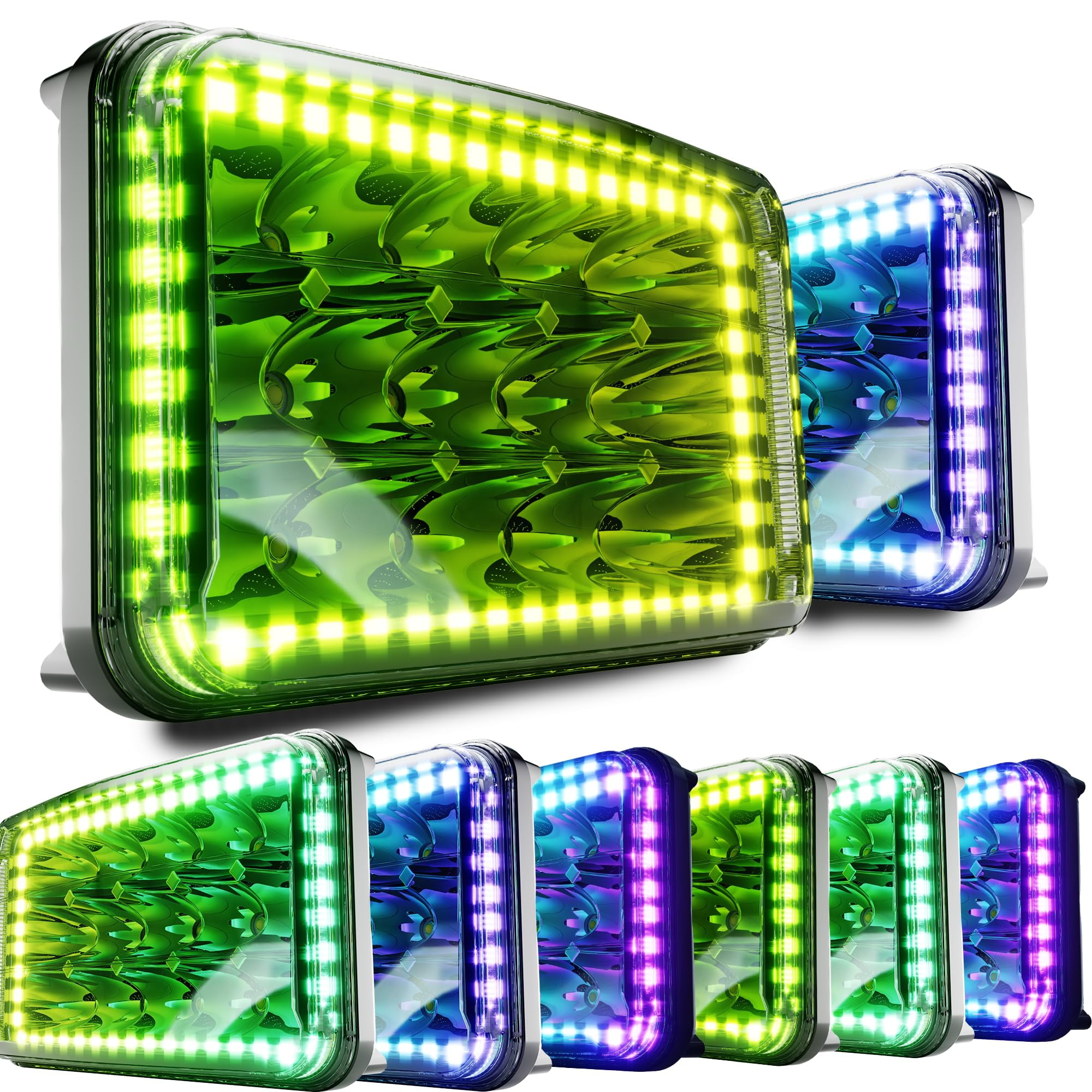 Ciascy 4PCS Off Road KEF16 Plug and Play Sealed Beam 4X6 Led Light with ...