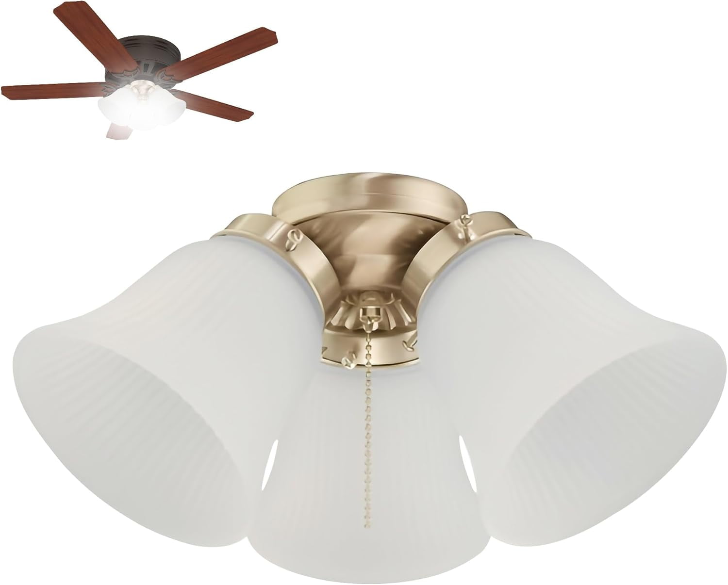Ciata Modern Ceiling Fan Light Fixture Kit with 3 Frosted Ribbed Glass ...