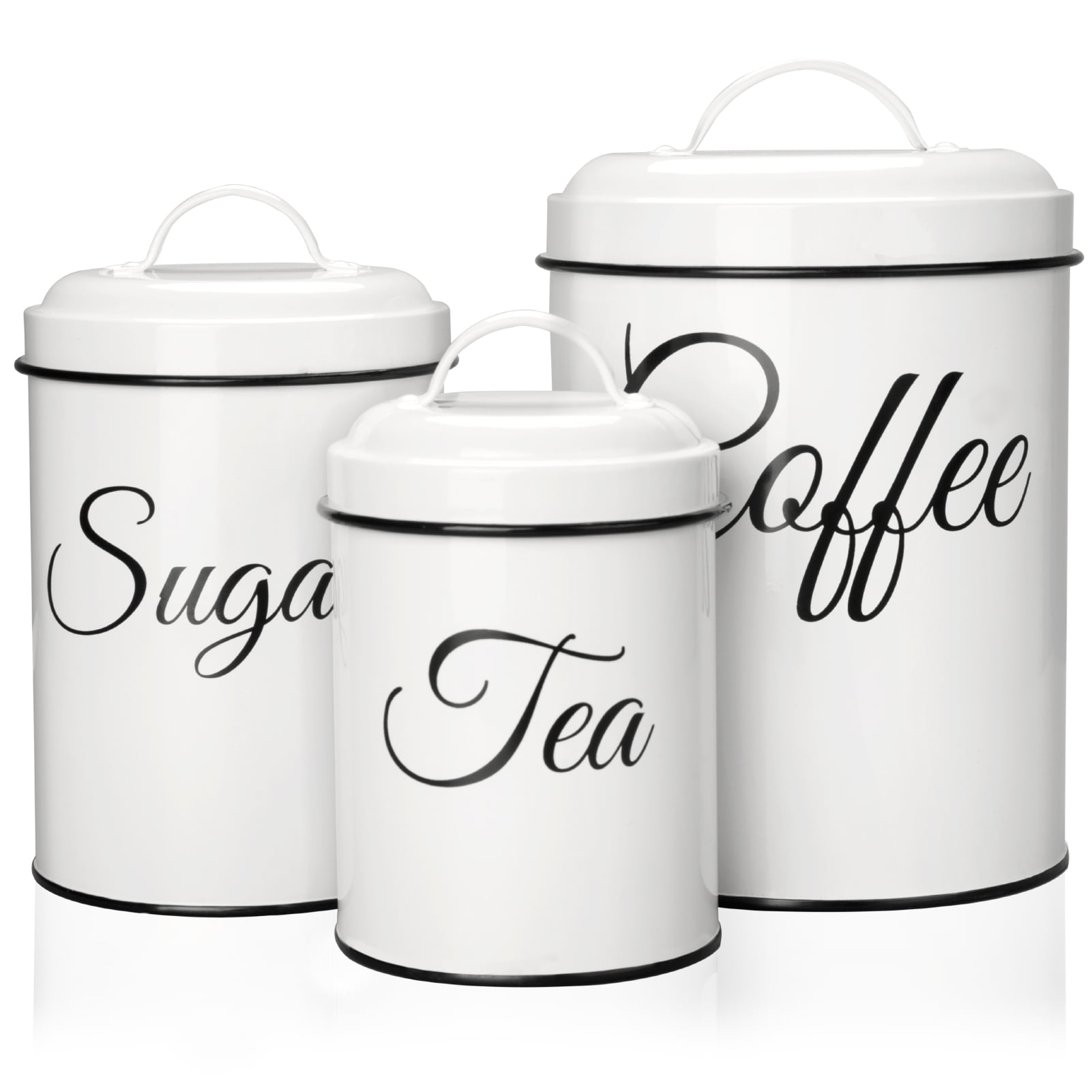 Cibeat Set of 3 Metal Kitchen Canisters, Vintage Counter Tea, Coffee ...