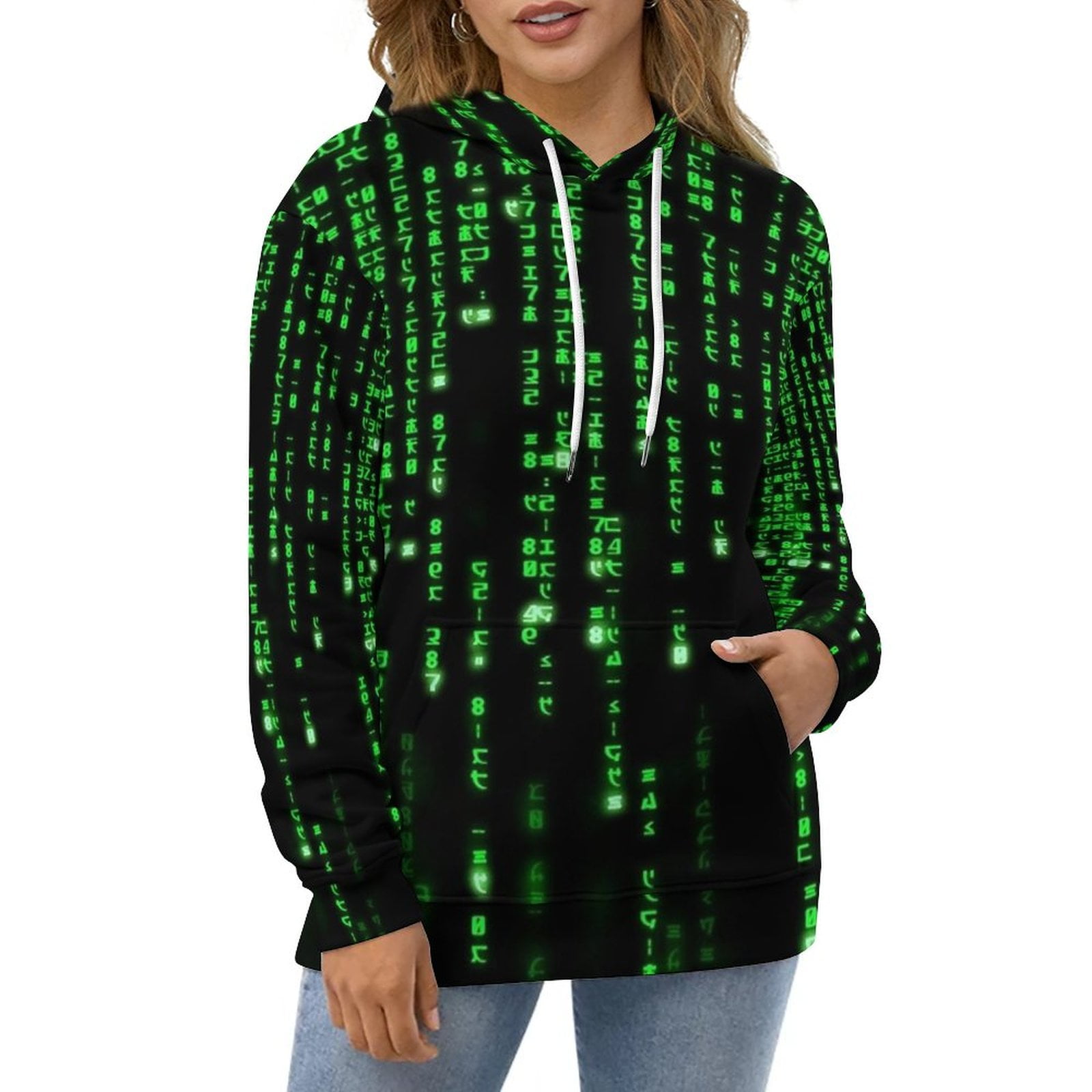 Cibernetic Matrix Binary Code Streetwear Hoodies Printed Women ...