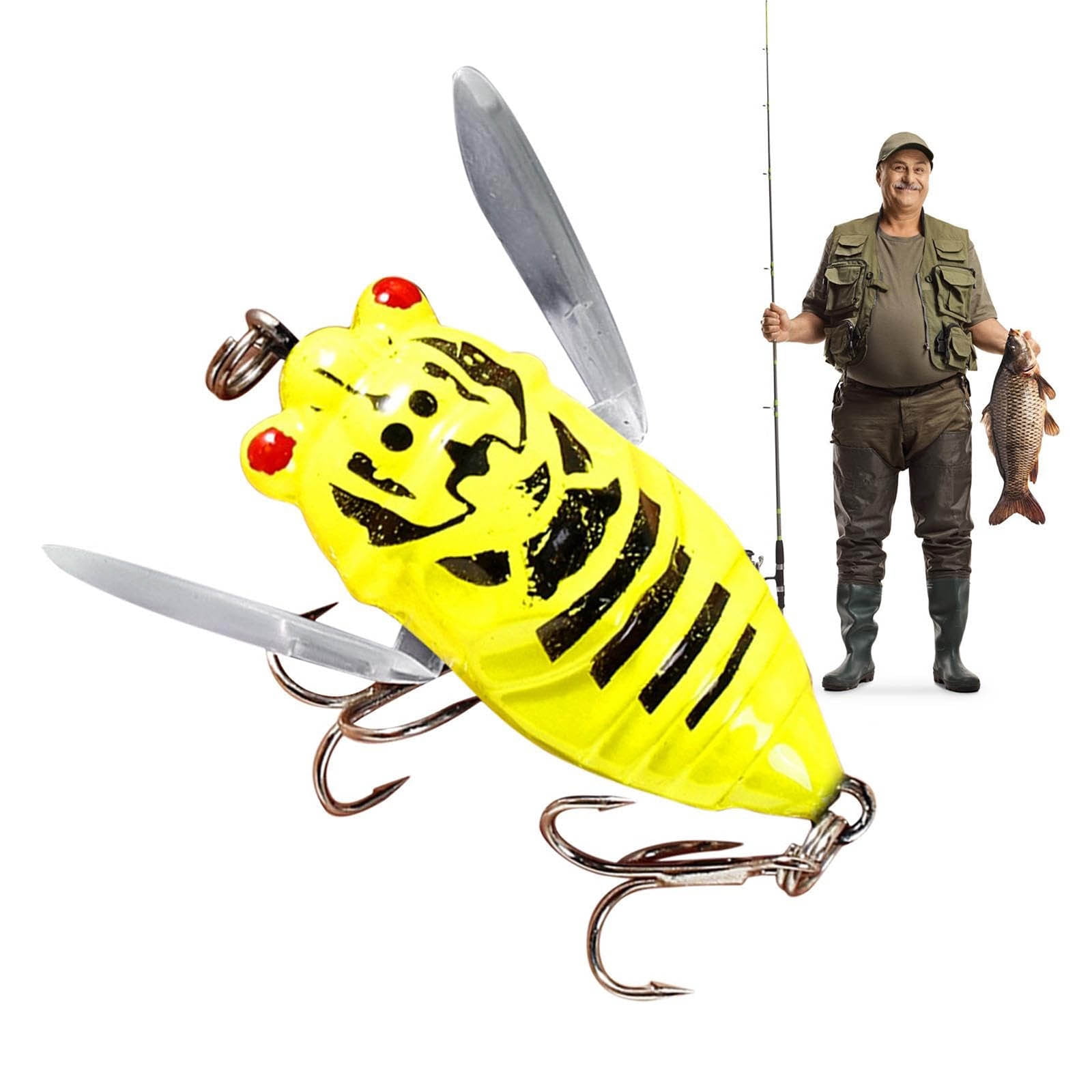 Cicada Fishing Freshwater Realistic Shape Strong Hook Durable Tackle ...