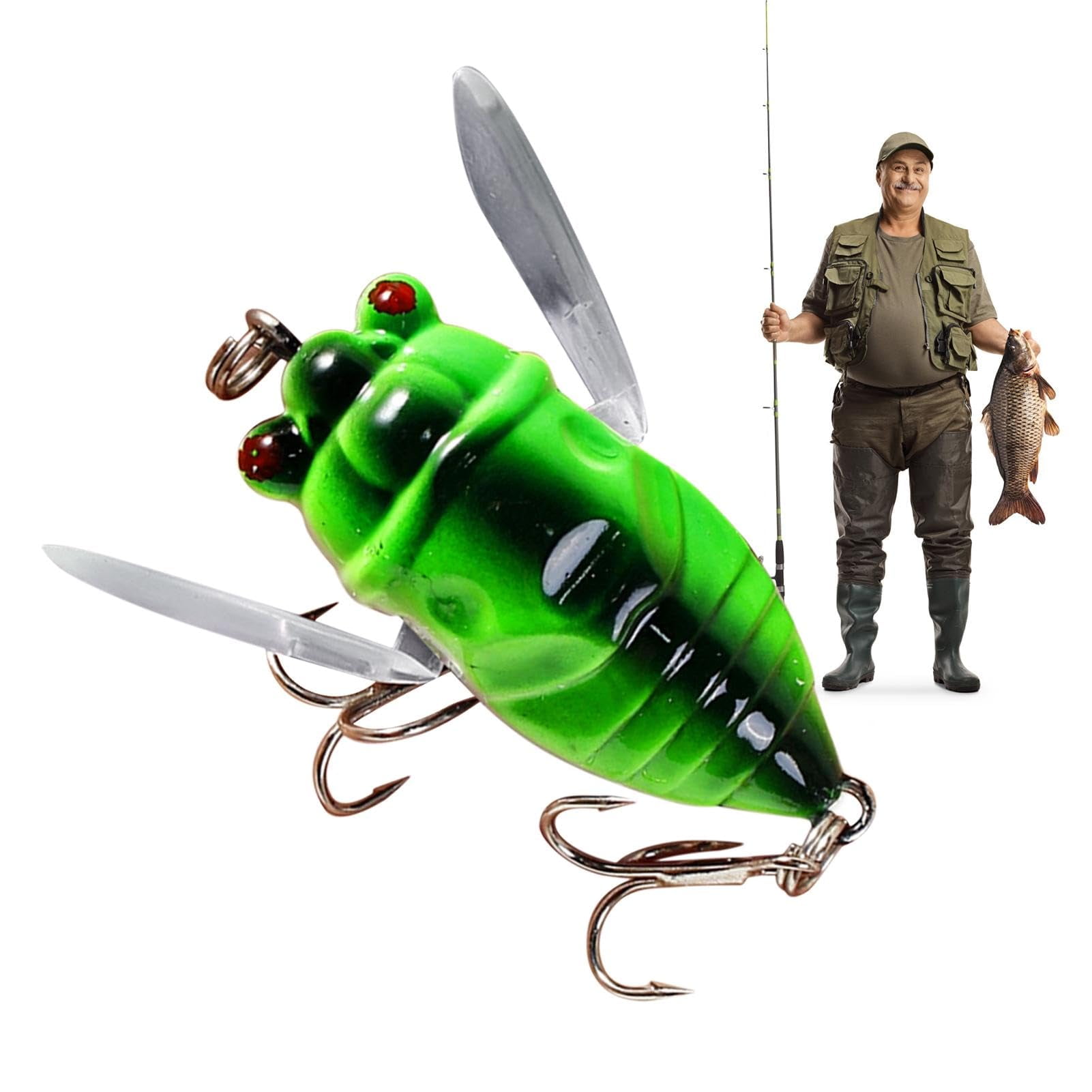 Cicada Fishing Lure Hook, 3D Holographic Eyes Fishing Hard Lures ...