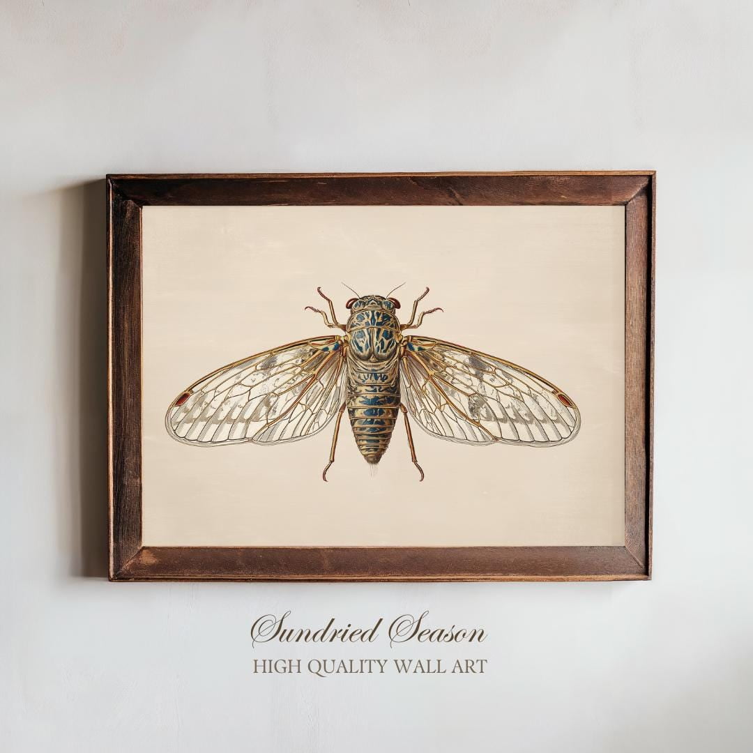 Cicada Insect Art Print, Vintage Entomology Illustration, Natural ...
