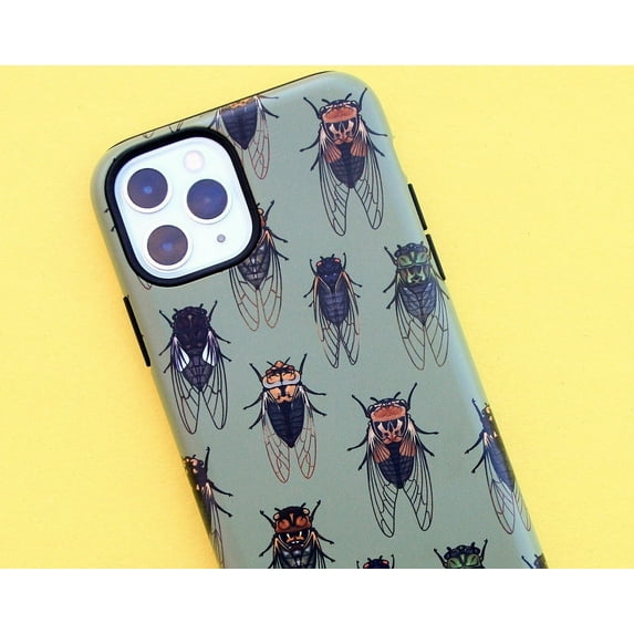 Cicada Pattern Tough Case With Earthy Olive Nature Insect Art for ...