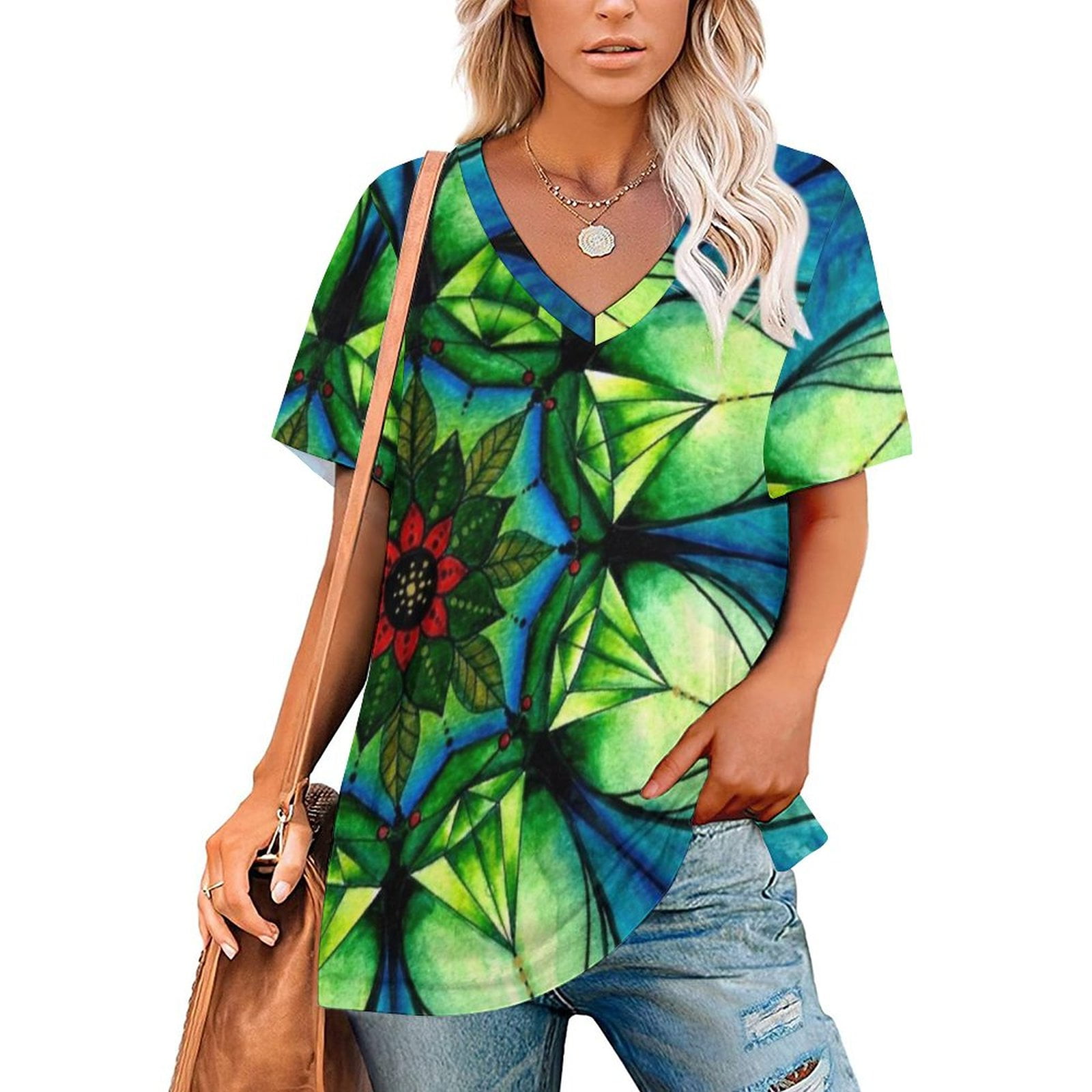 Cicada Summer 2323 Women Print T Shirt Casual Off Shoulder Loose ...