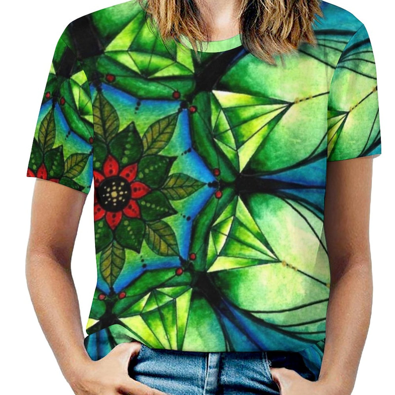 Cicada Summer 2323 Women Print T Shirt Casual Off Shoulder Loose ...