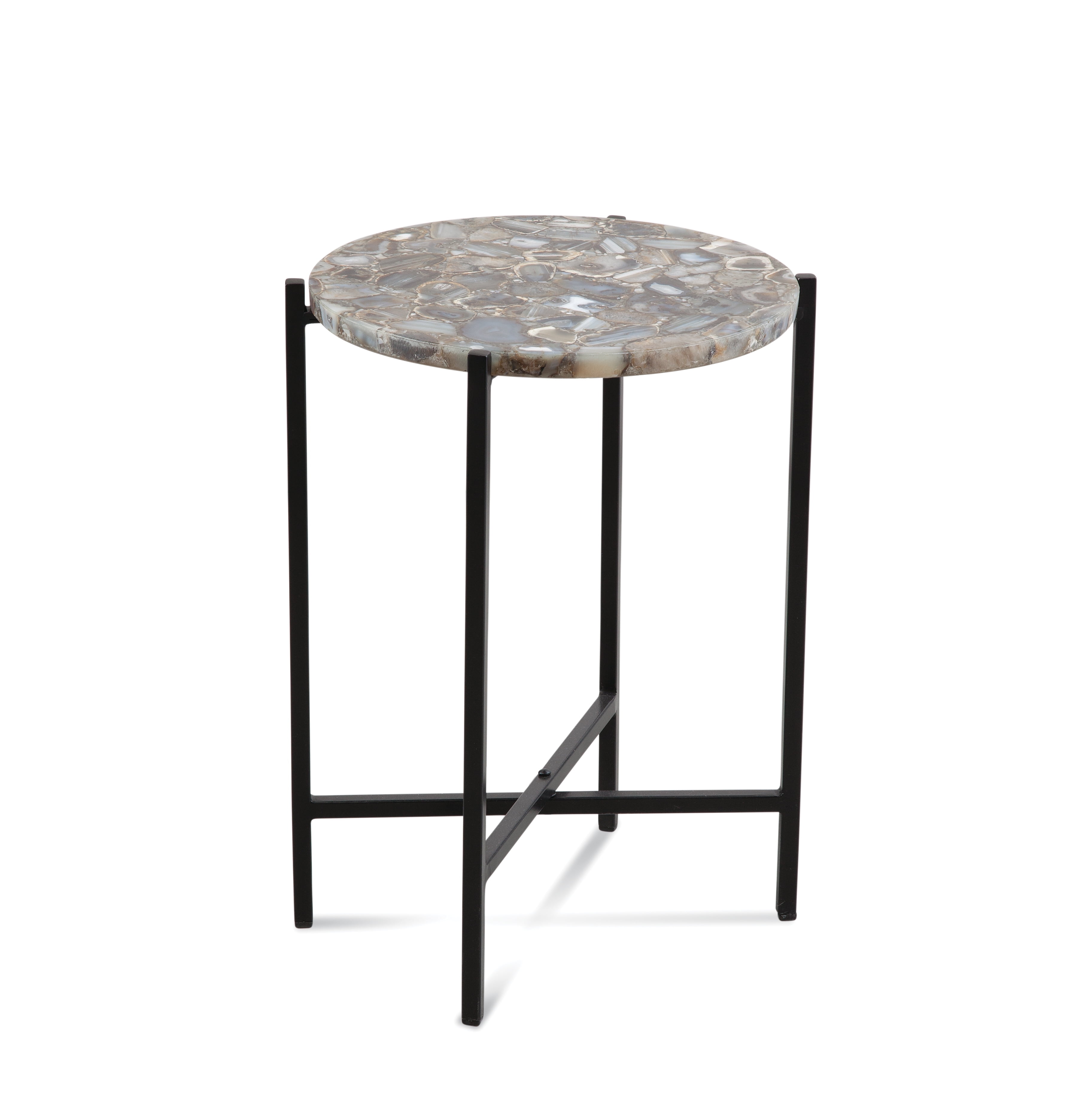 Cicco Decorative Metal and Agate Accent Table for Living Room, Side End ...