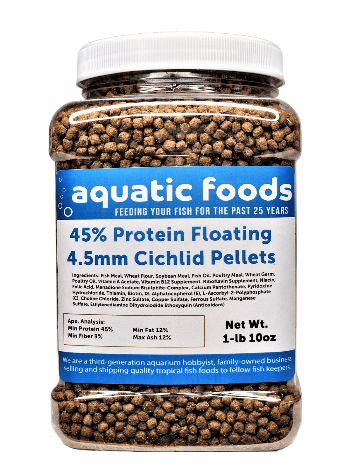 Cichlid Pellets, 45% Protein Floating 4.5mm ( 5/32") Pellets for Oscars ...