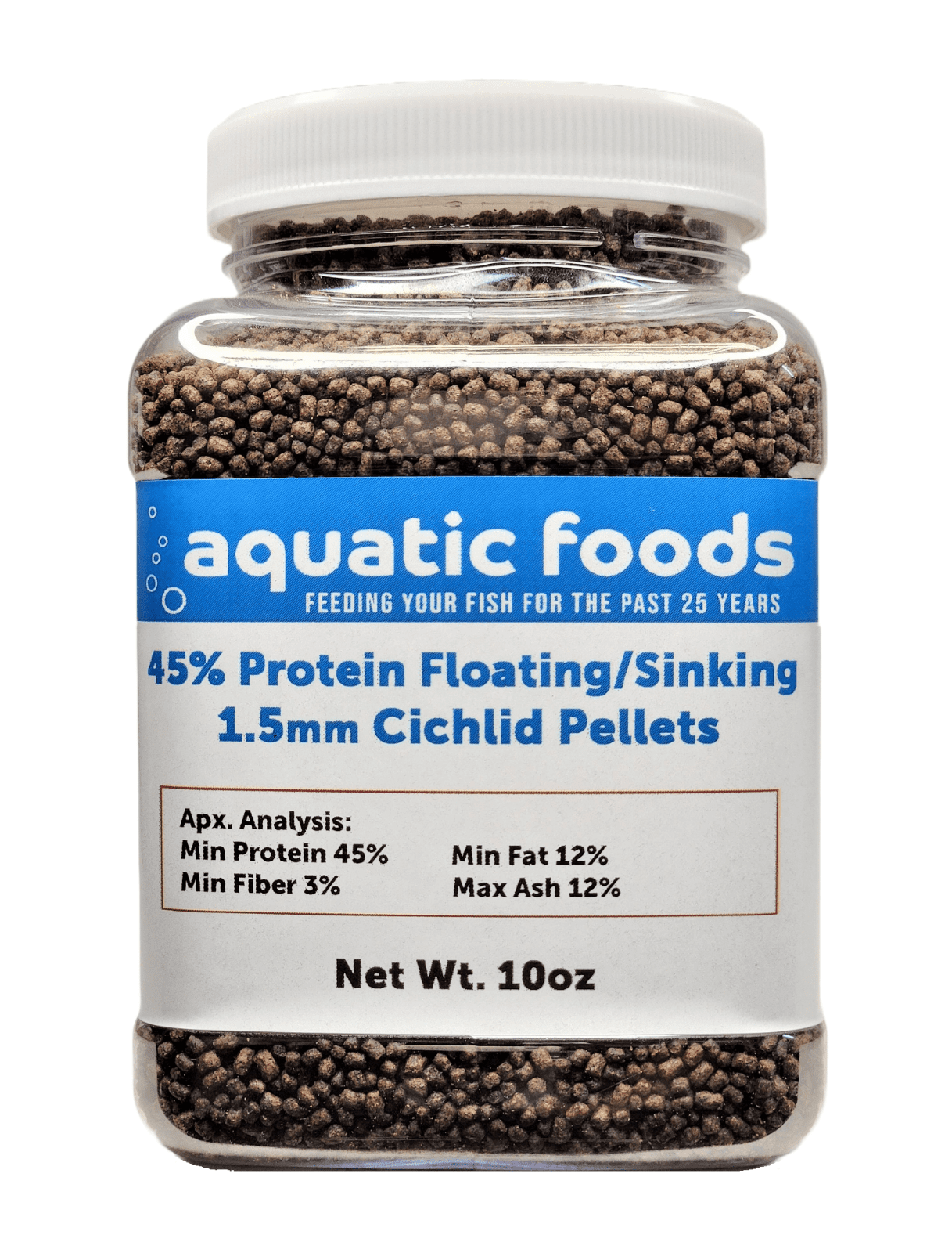 Cichlid Pellets, 45% Protein Floating/Sinking 1.5mm ( 1/16") Pellets ...