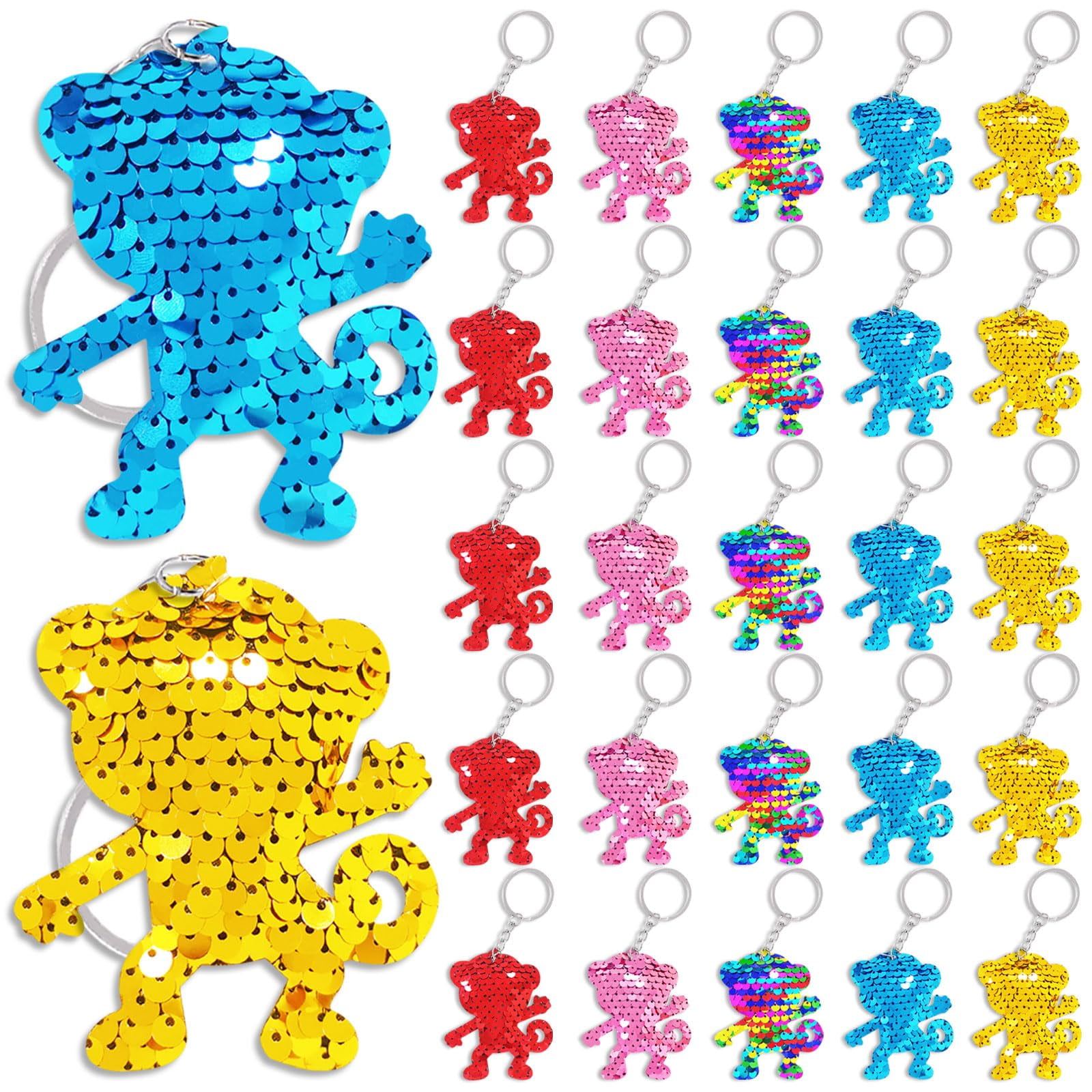CiciBear 25 PackITSC Monkey Sequin Keychains for Zoo Themed Party ...