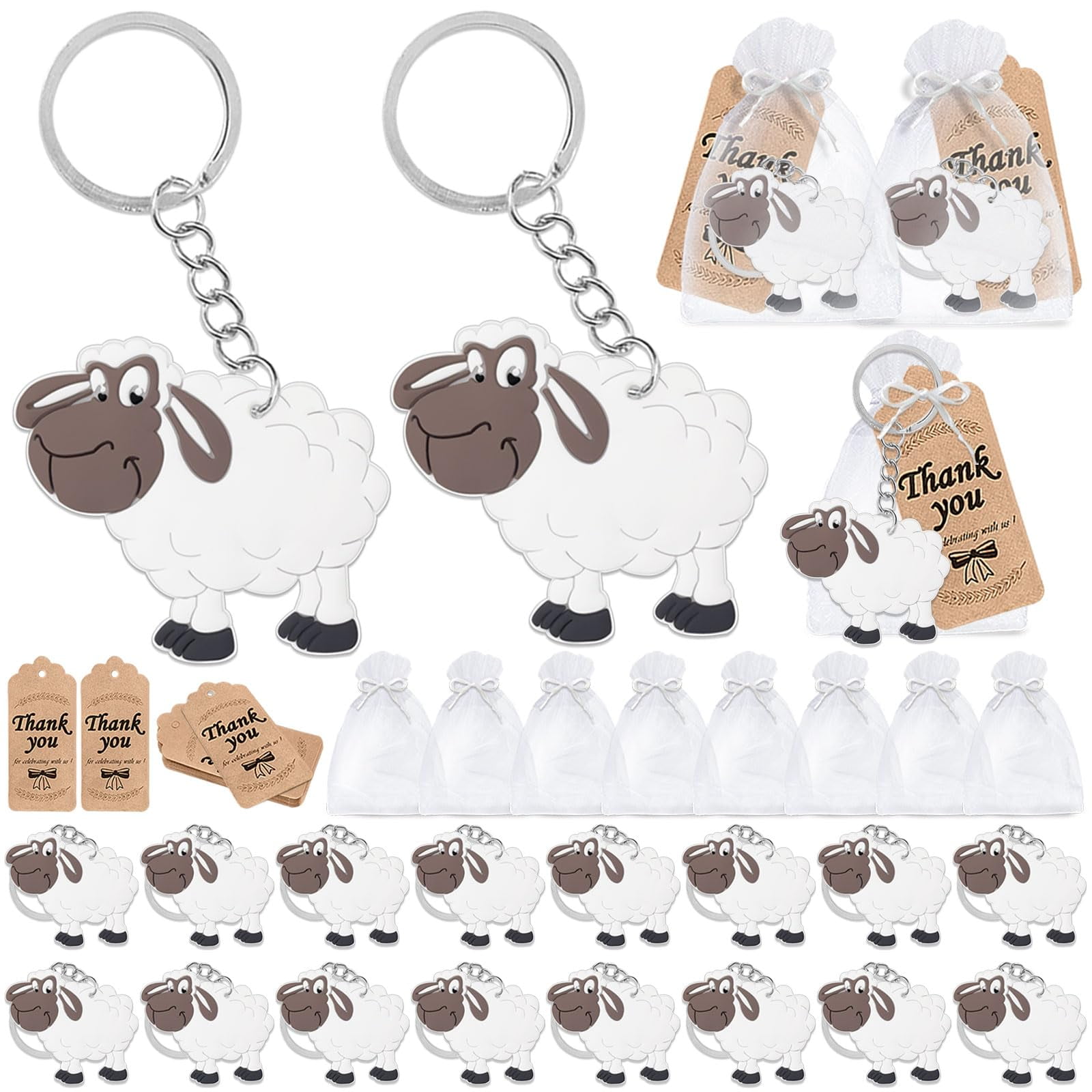 CiciBear 60 Pack Sheep DHF10 Party Decorations for Guests, 20 Keychains ...