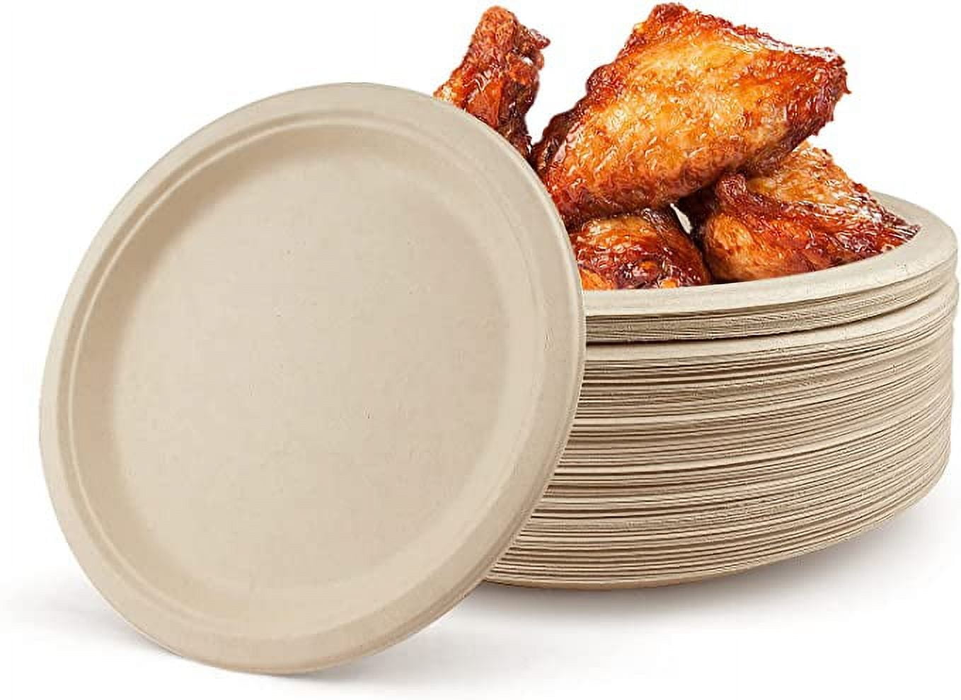 Ciciware 100％ Compostable Disposable Paper Plates Food Containers - 60 ...