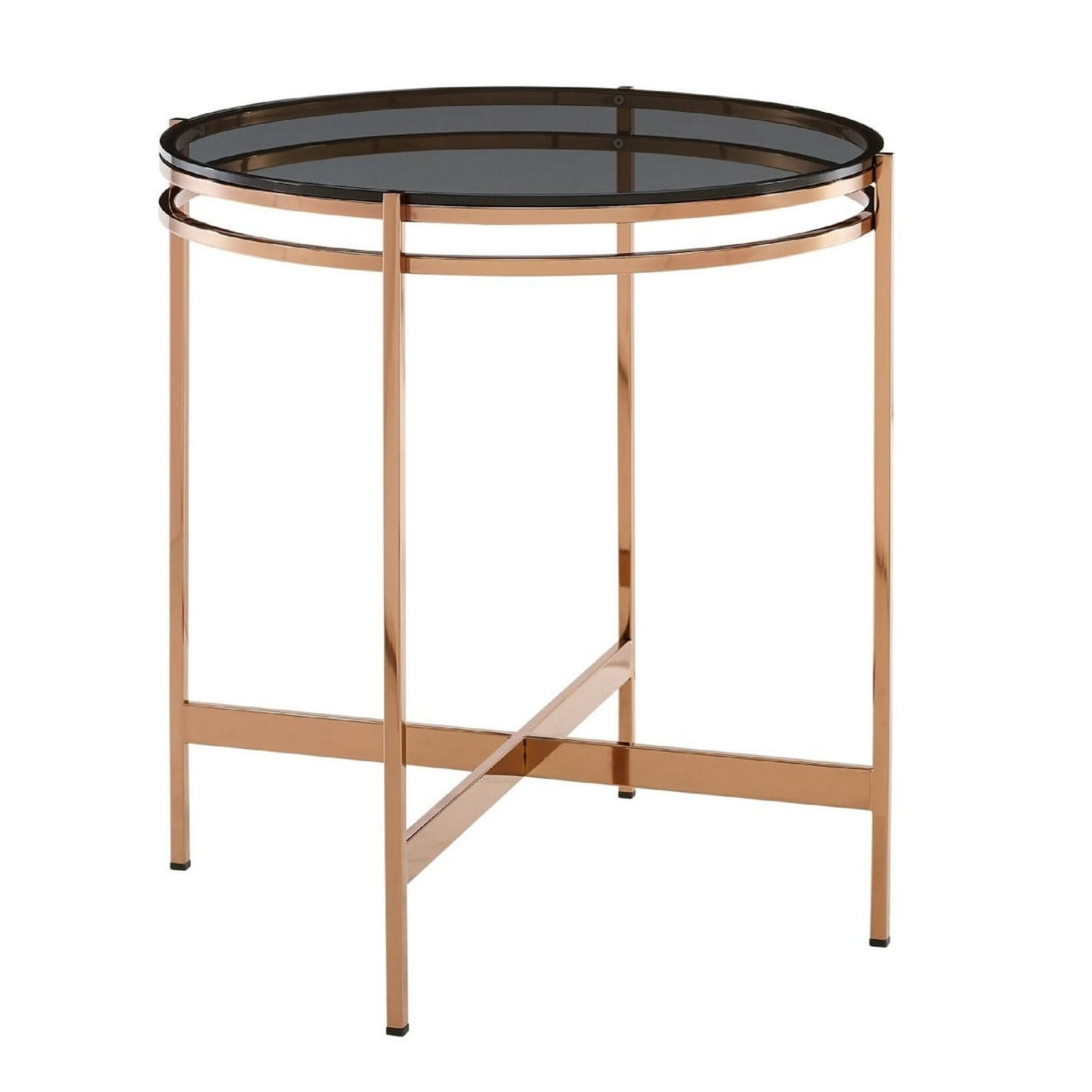 Cid 19 Inch Modern End Table, Black Glass Top, Rose Gold Legs - Walmart.com
