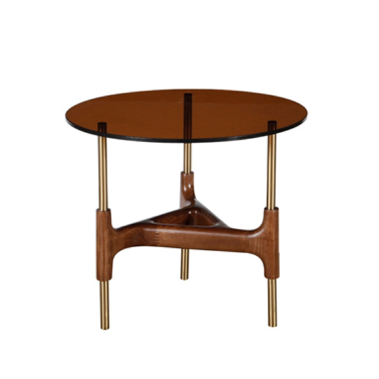 Cid 22 Inch Modern Glass End Table, Ash Wood and Metal Base, Tawny ...