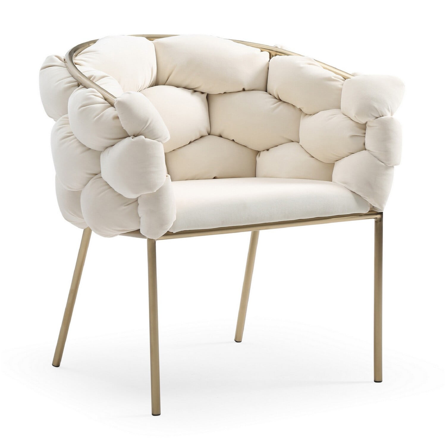 Cid 26 Inch Modern Curved Dining Chair, Bubble Tufted Back, Cream ...